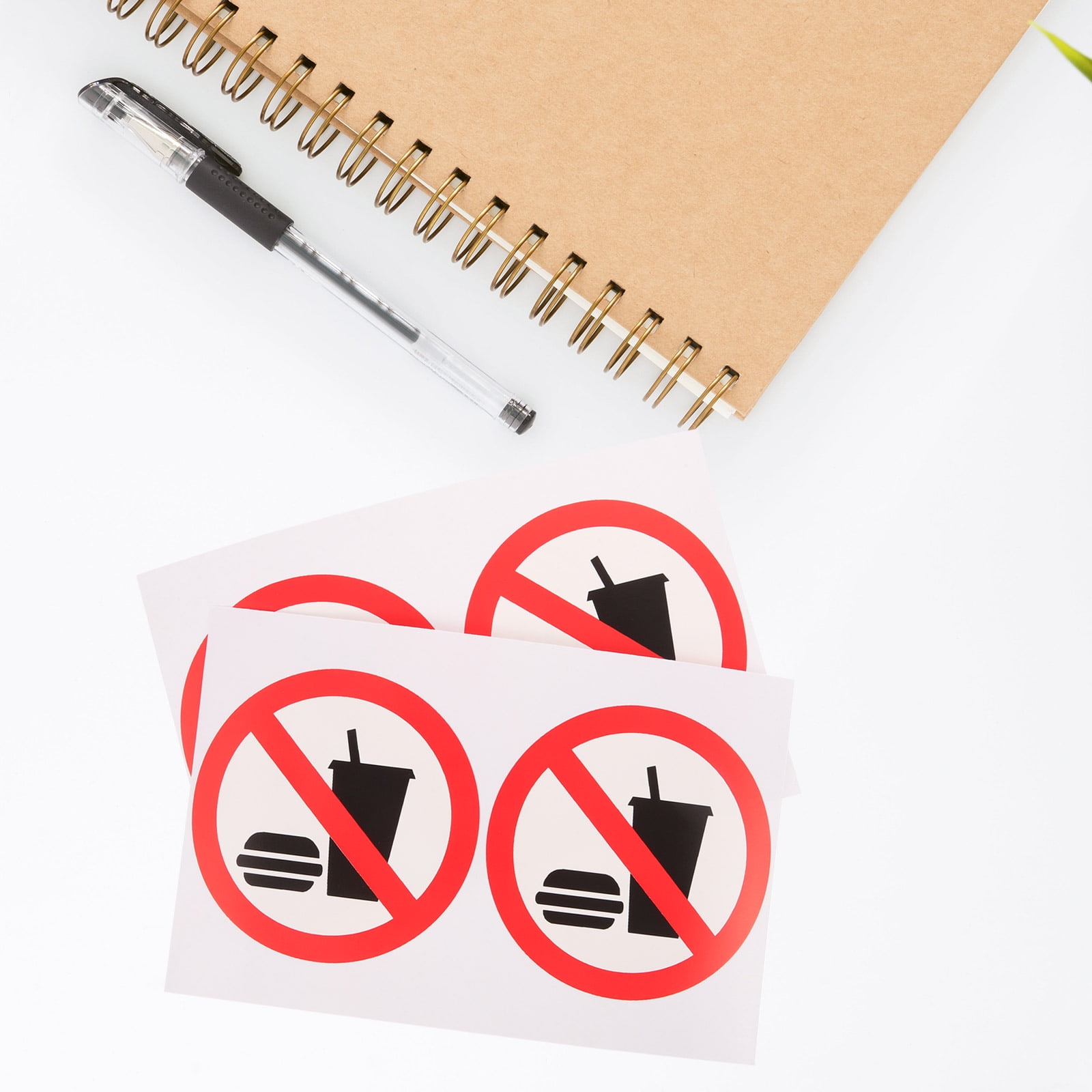 MUSEYA 4Pcs Warning No Food Or Drink Sign PVC Adhesive Multi Square ...