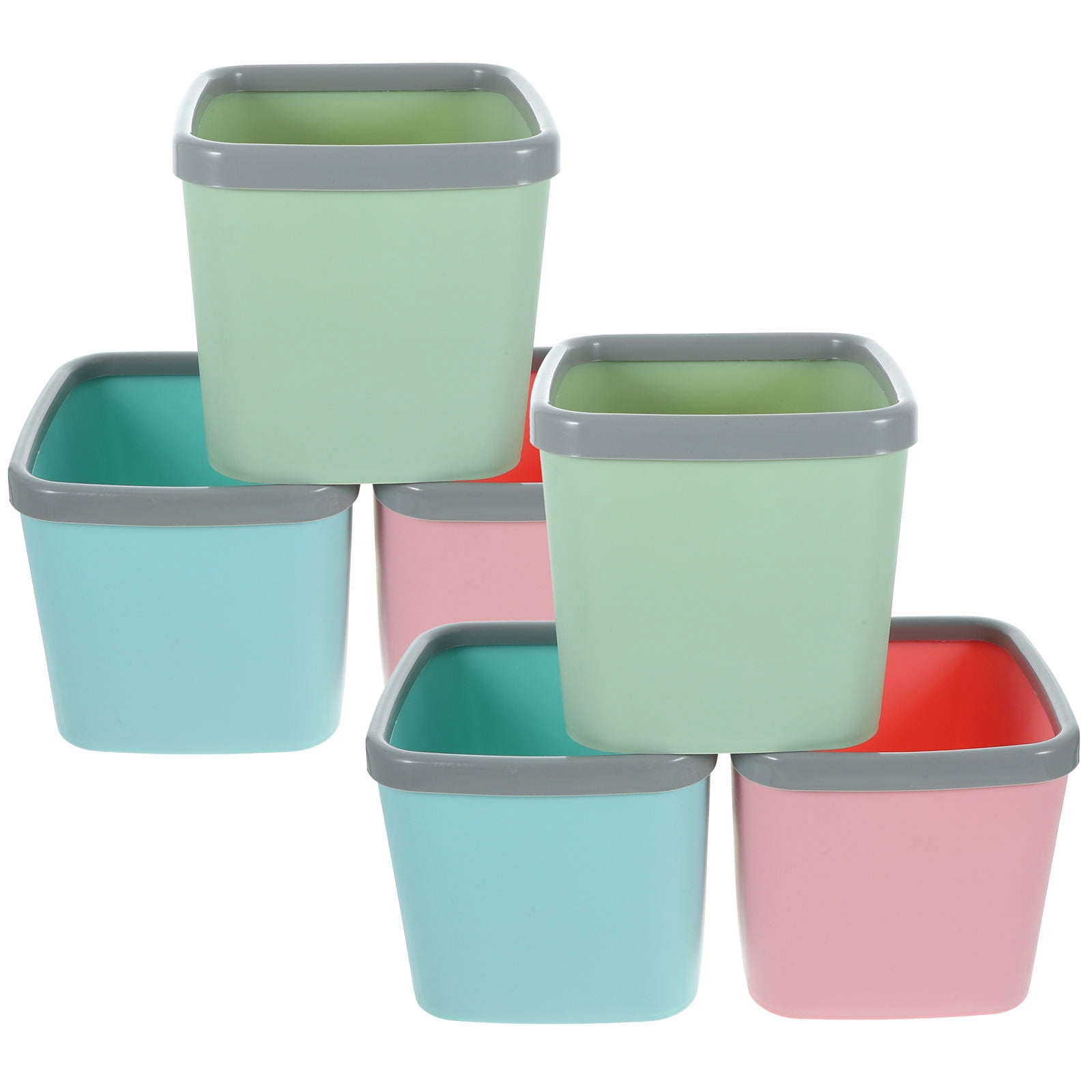 MUSEYA 6Pcs Pink Desktop Plastic Bins Table Waste Bin Simple Design for ...
