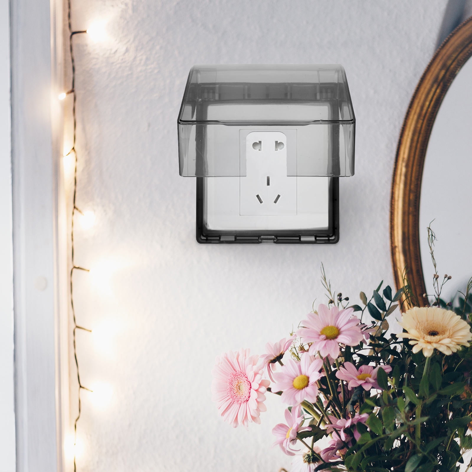 MUSEYA 6Pcs Splash Proof Socket Box for Wall Socket Covers Black ...