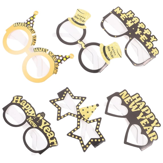 MUSEYA 6pcs Happy New Years Eve Glasses Paper Party Favor for New Year ...
