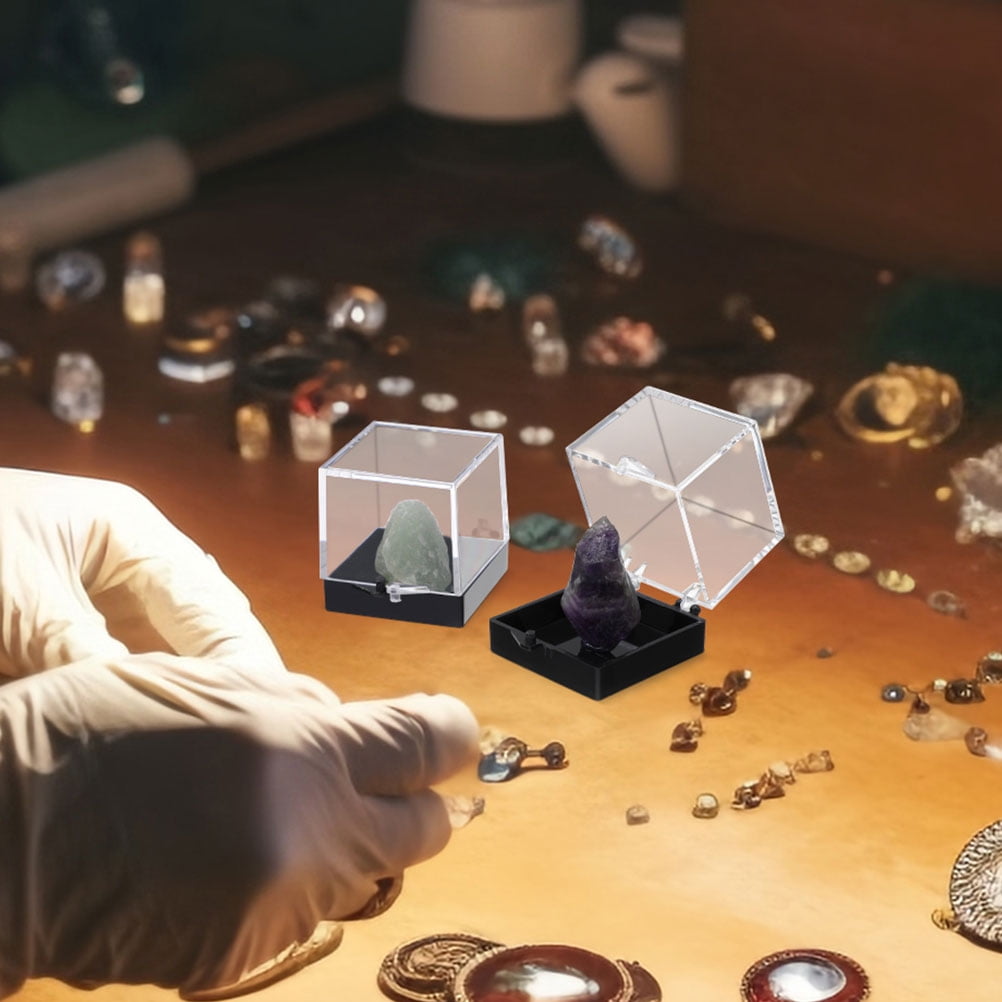 MUSEYA 6pcs Rock Collection Display Box Transparent Plastic Collection ...