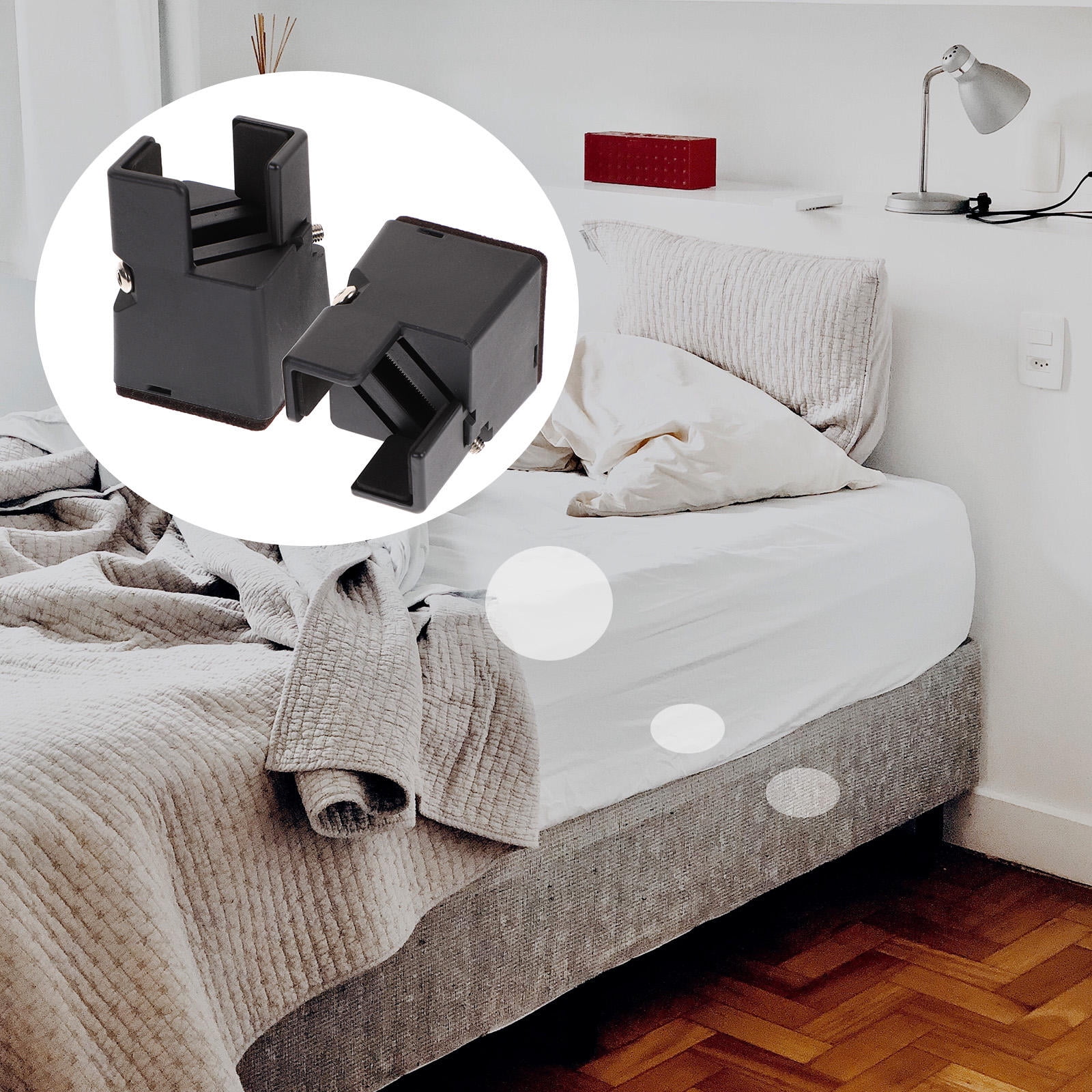 MUSEYA Black ABS and Steel Adjustable Bed Risers for Home Use Enhance ...