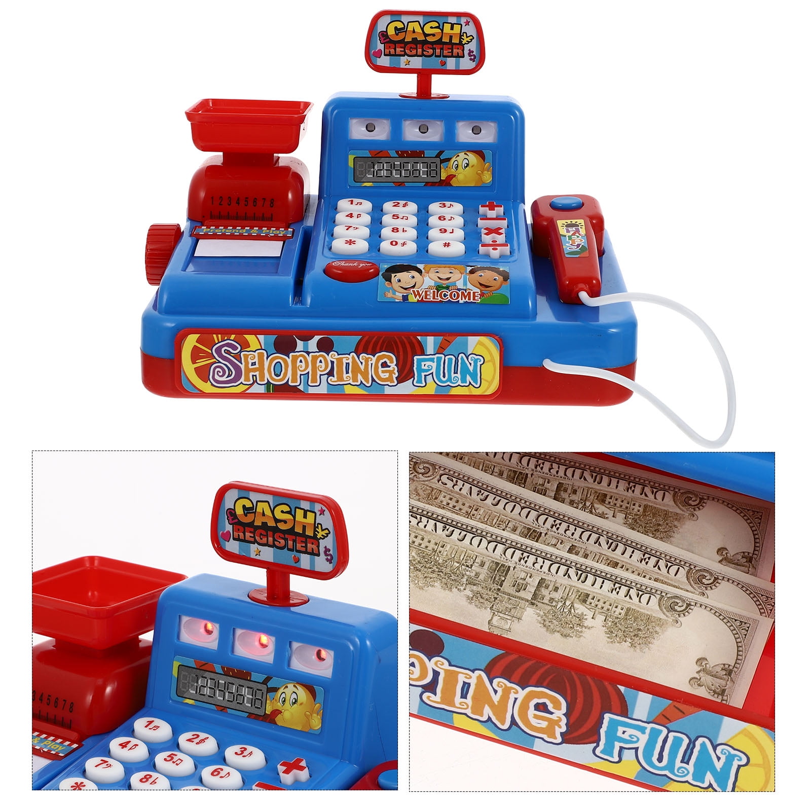 MUSEYA Blue Simulation Cash Register Toy for Kids Exercises Brain and ...