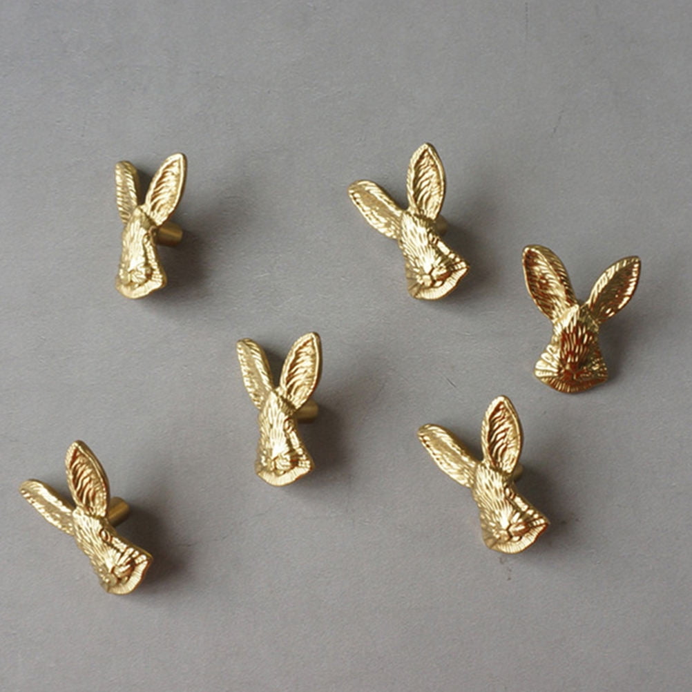 MUSEYA Brass Knobs For Dresser Rabbit Head Knob Golden Modern ...