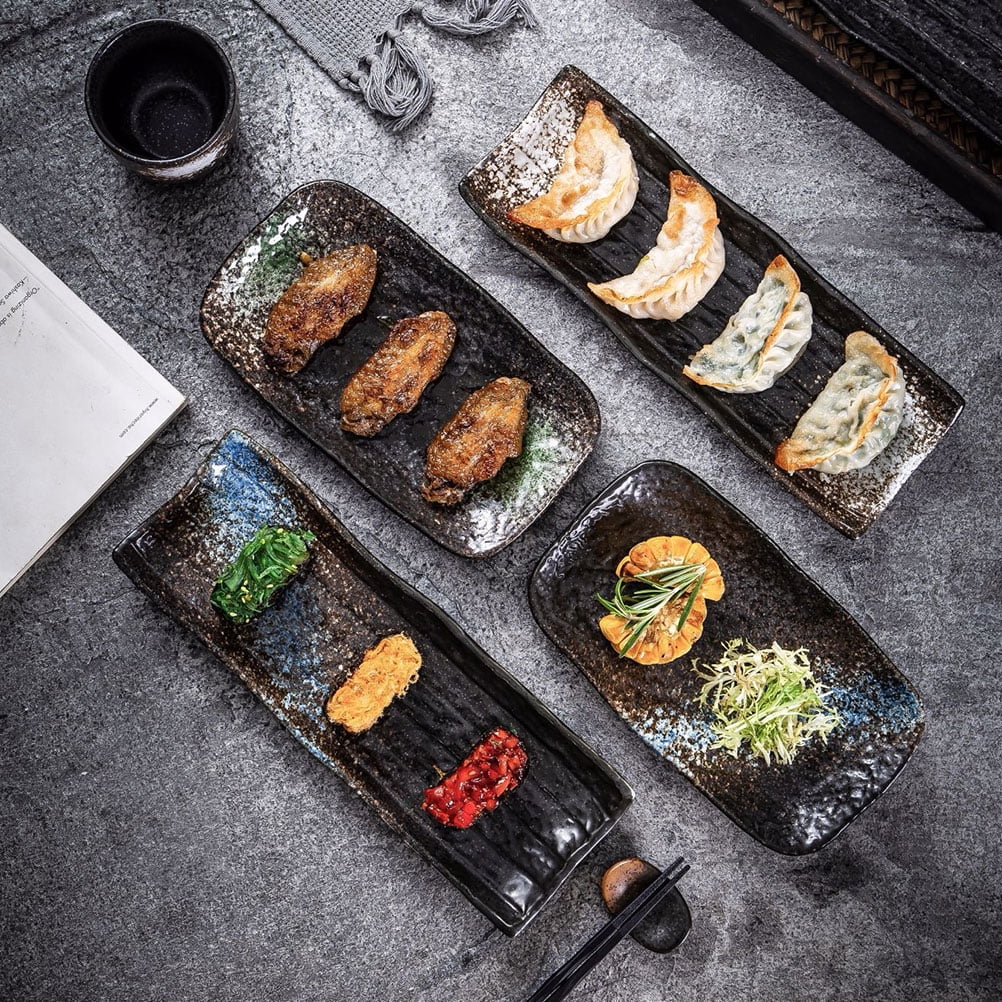 MUSEYA Ceramic Rectangular Plate 1Pc for Sushi and Sashimi Display ...