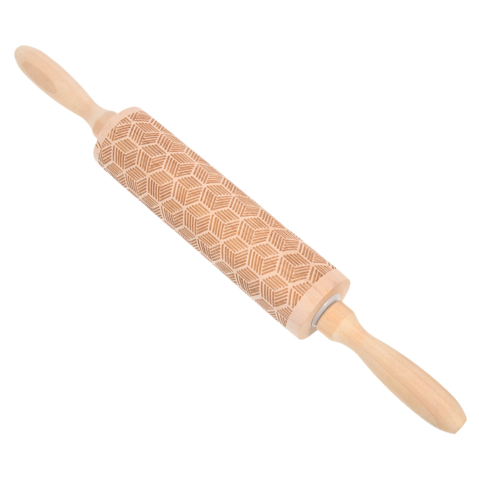 MUSEYA Chocolate Wood Grid Printing Rolling Pin Nonstick Pastry Roller ...