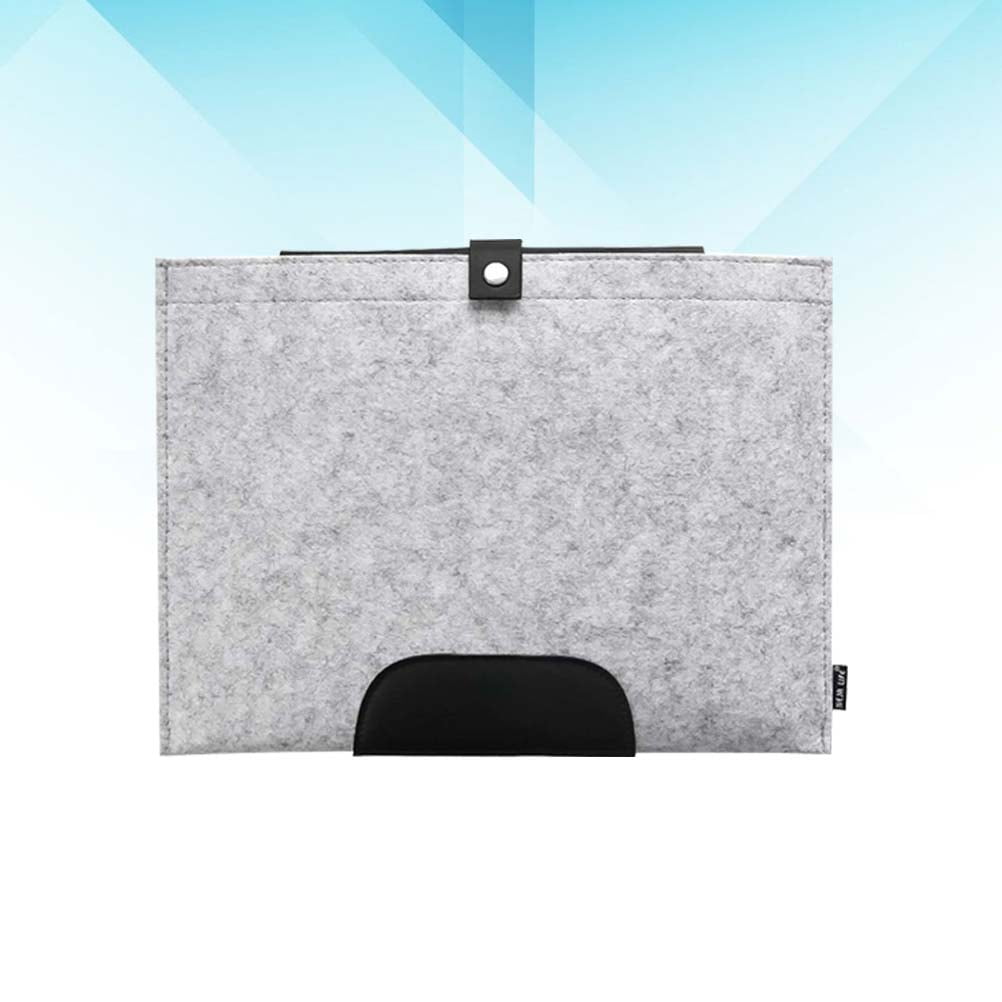 MUSEYA Light Grey Felt File Folder Paper Organizer Document Carrier Bag with Button Closure ...