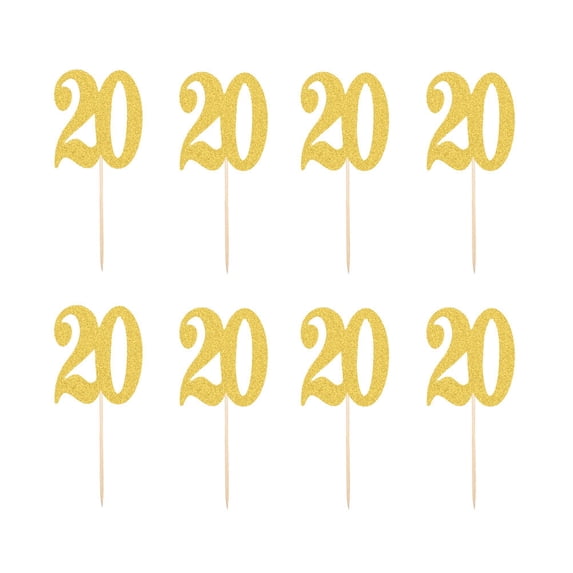 OATIPHO Golden Number 20 Cupcake Toppers for Special Occasions 10Pcs ...