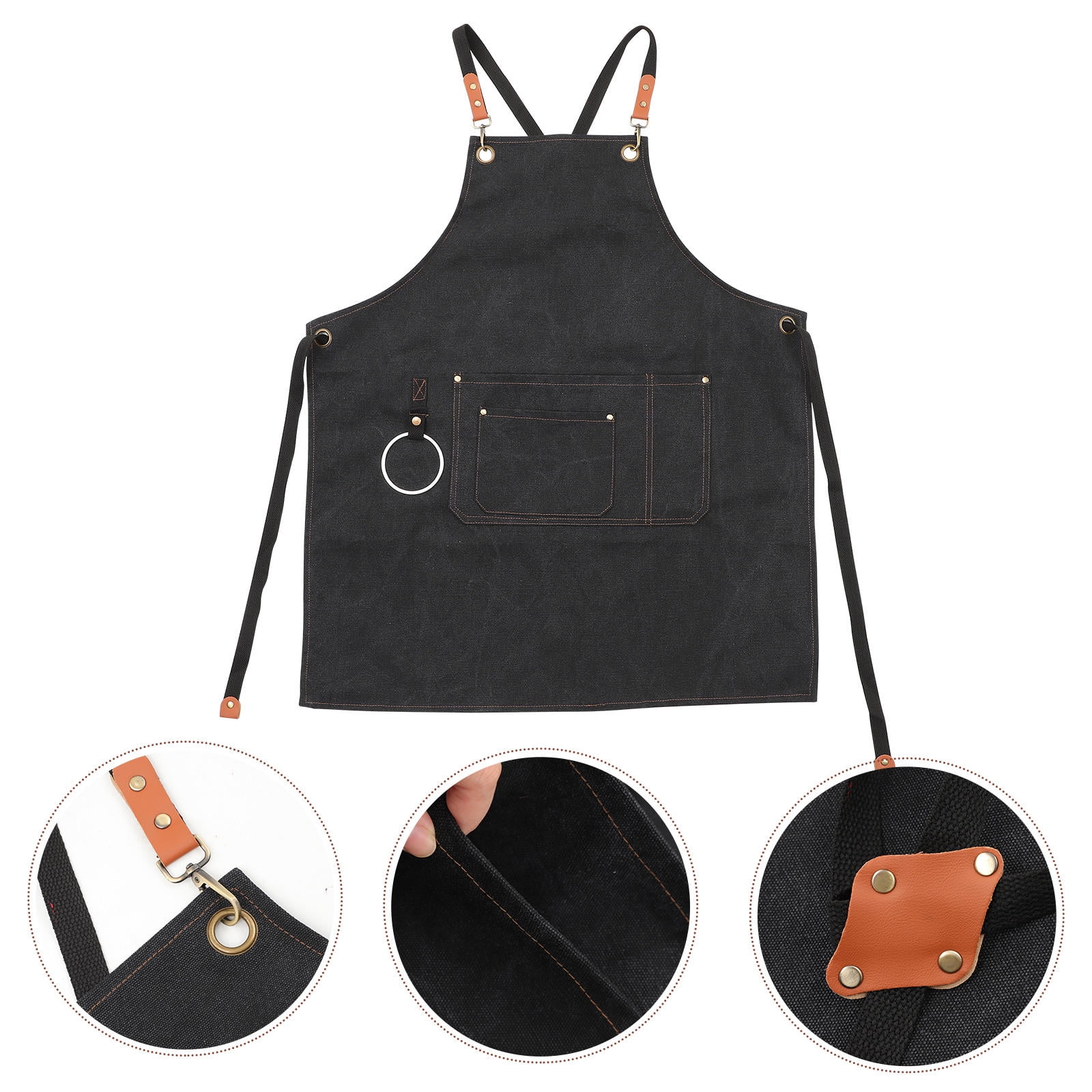 MUSEYA Hair Stylist Aprons For Women Black Canvas Apron Kitchen Use ...