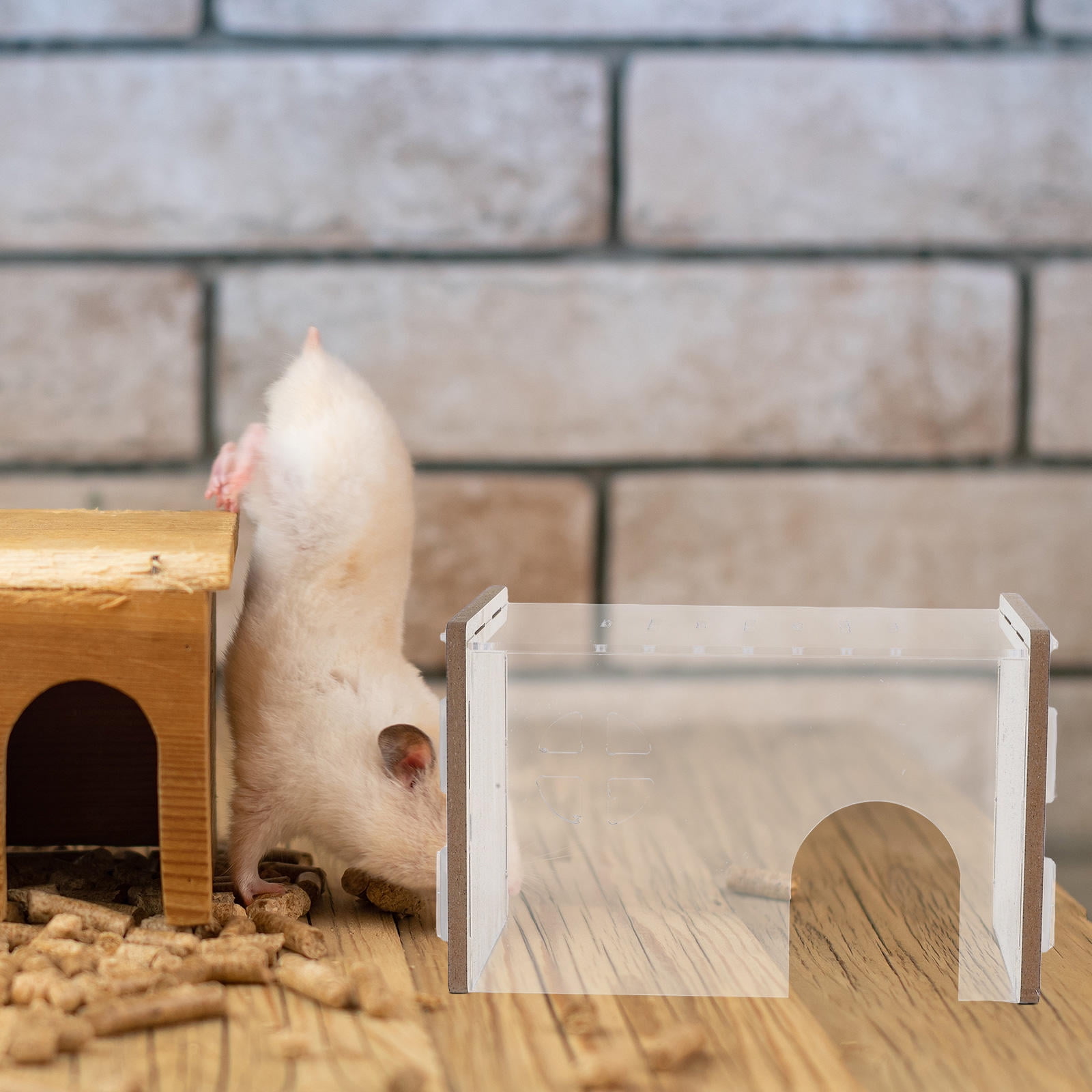 OATIPHO Wear Resistant Acrylic Hamster Hideout Clear Small Animal Hide ...