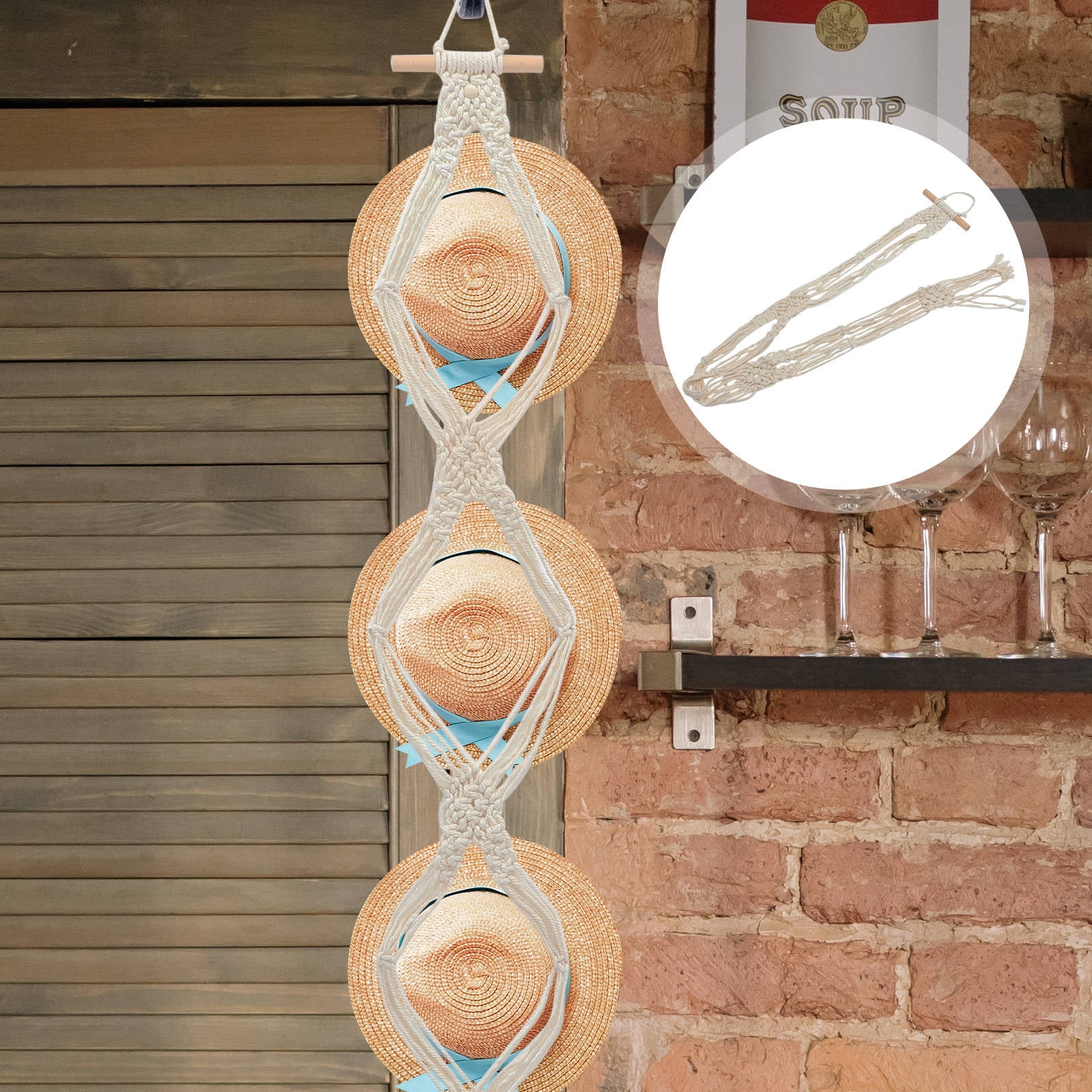 MUSEYA Hat Hanger Wall Storage Rack Style Rope Organizer For Hats Wall ...