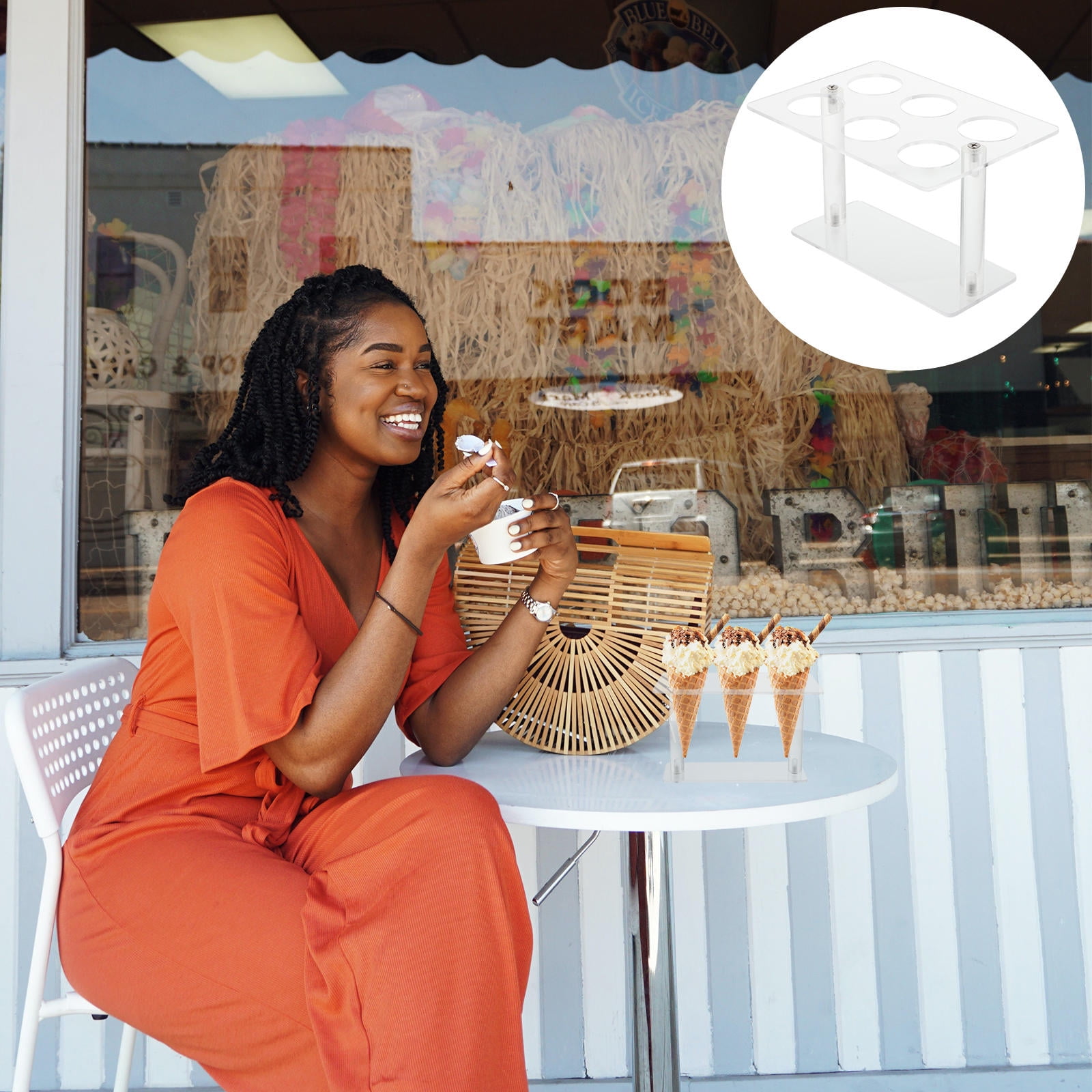 MUSEYA Ice Cream Holder Storage Rack Acrylic Transparent Design For Ice ...