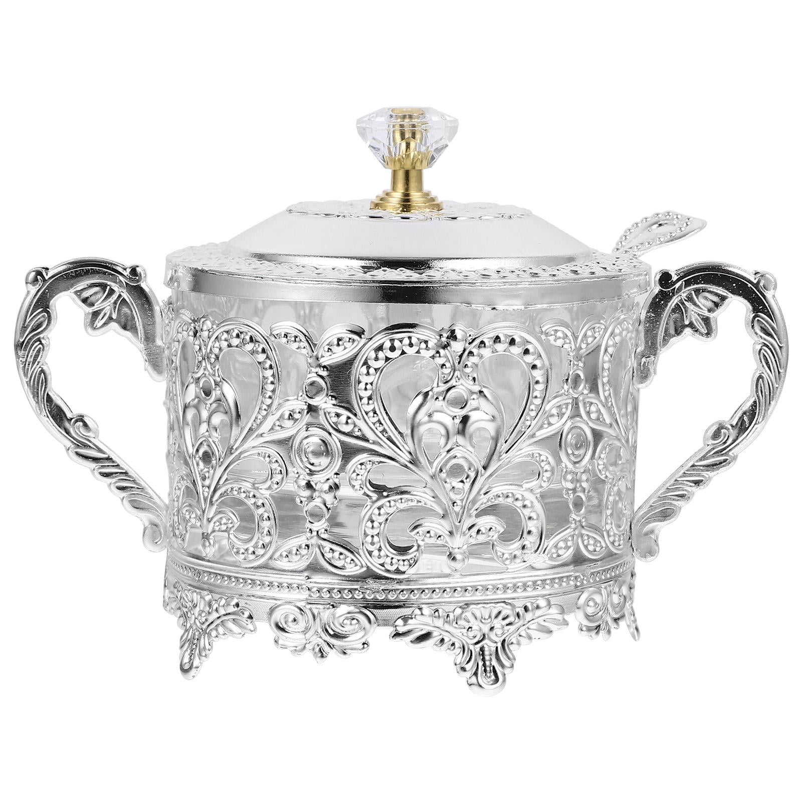 MUSEYA Iron Dried Fruit Food Glass Sugar Bowl Candy Strainer Jam Jars ...