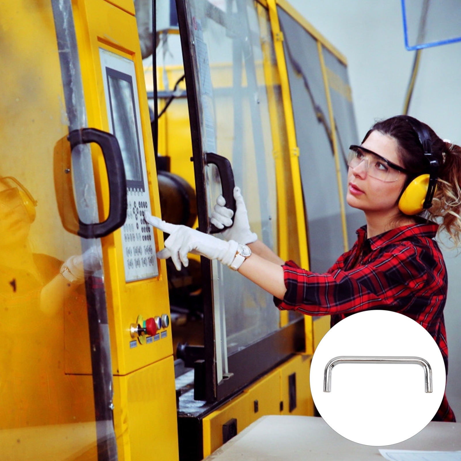 MUSEYA Iron Equipment Handles Heavy Duty Pull Sturdy U Shaped Silver ...