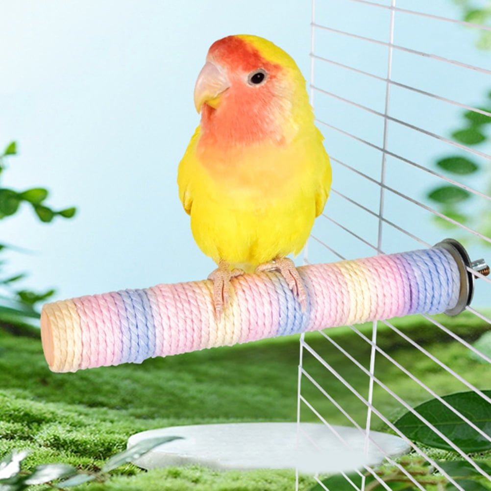 MUSEYA Parrot Chewing Perch Bird Cage Stand Wood Cotton Rope 1Set ...