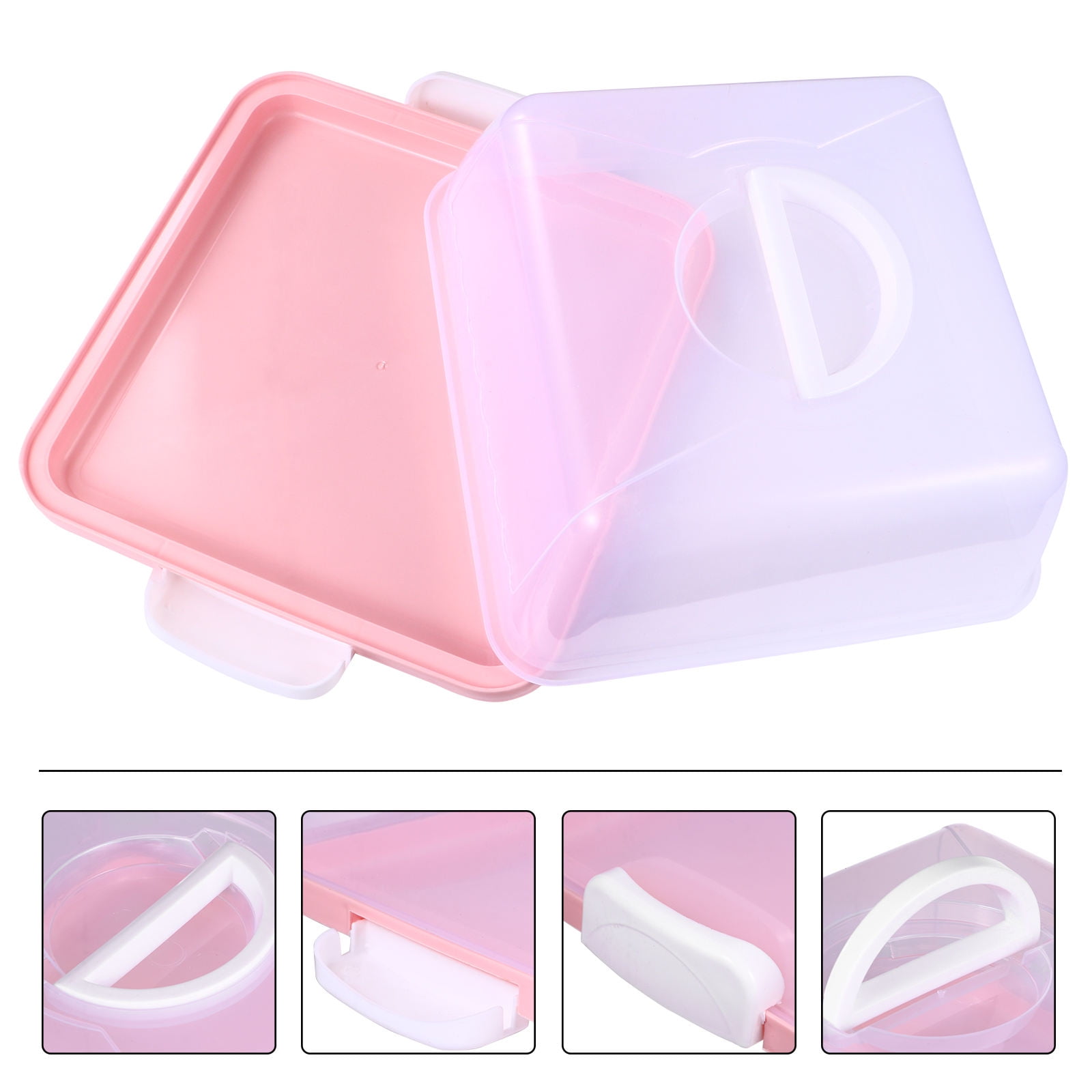 MUSEYA Pink Portable Cake Box with Handle for 8 Inch Cake Storage and ...