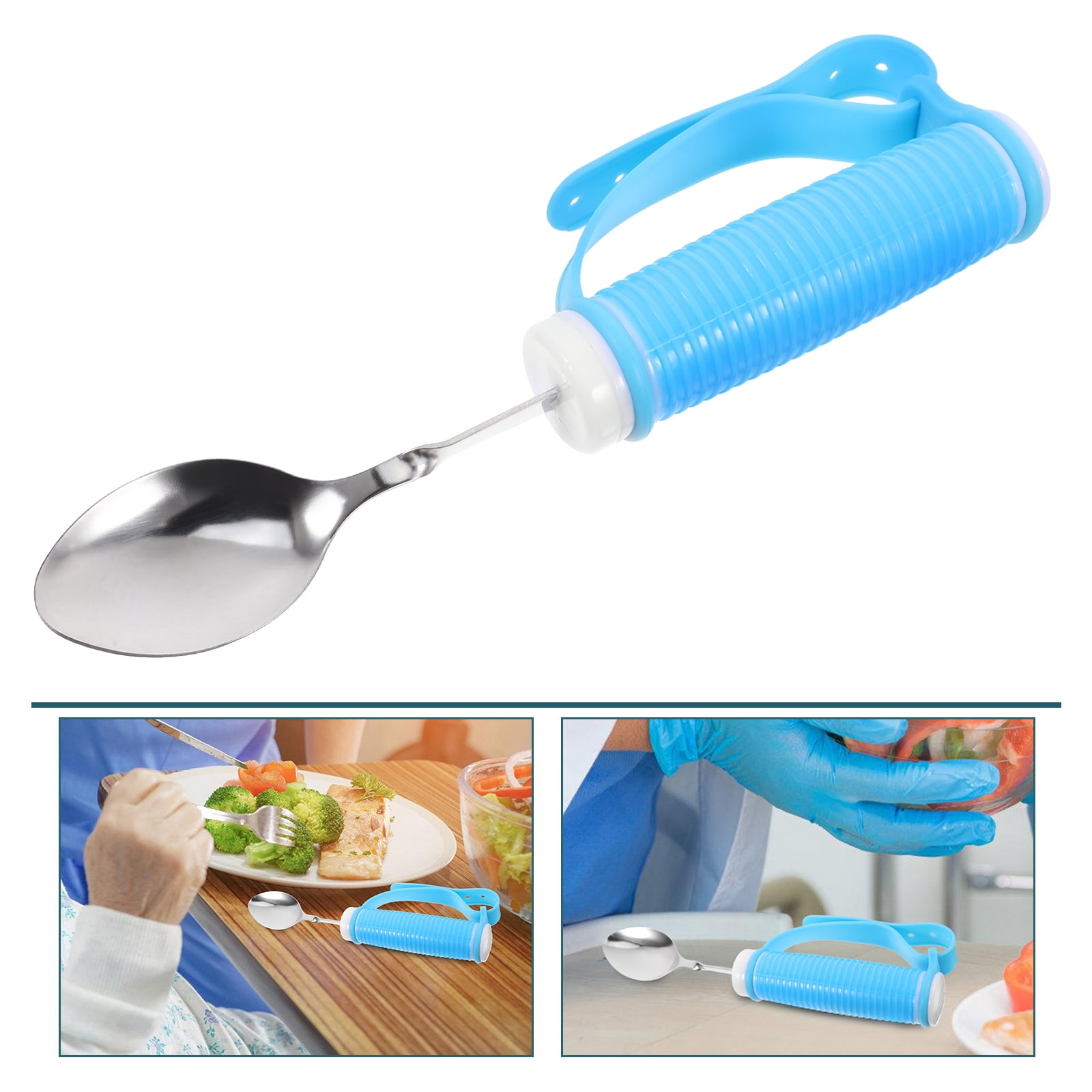 MUSEYA Removable Self-Feeding Spoon for Daily Meals Sky-Blue Anti ...