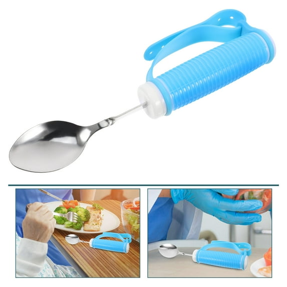 MUSEYA Removable Self-Feeding Spoon for Daily Meals Sky-Blue Anti ...