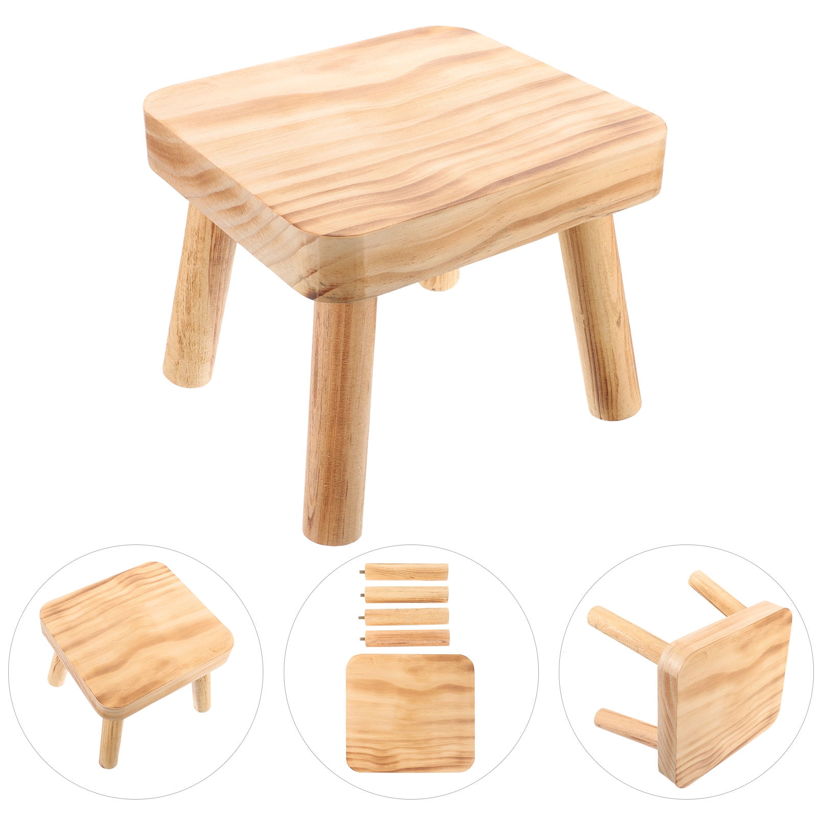 MUSEYA Solid Wood Small Stool Stool Wood Assorted Color Simple Home Style 1Set - Walmart.com