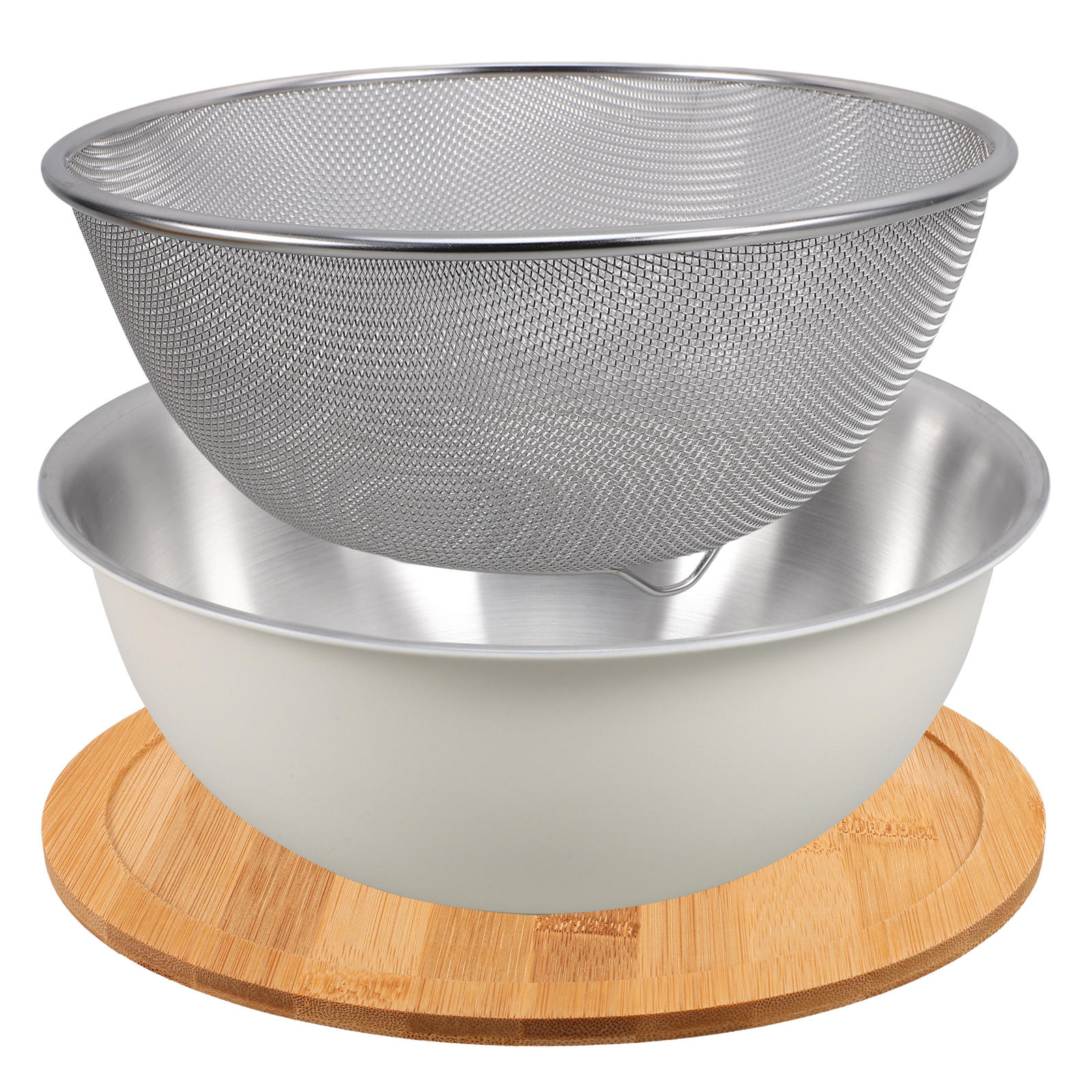 MUSEYA Stainless Steel Fine Mesh Colander Set with Lid for Kitchen Use ...