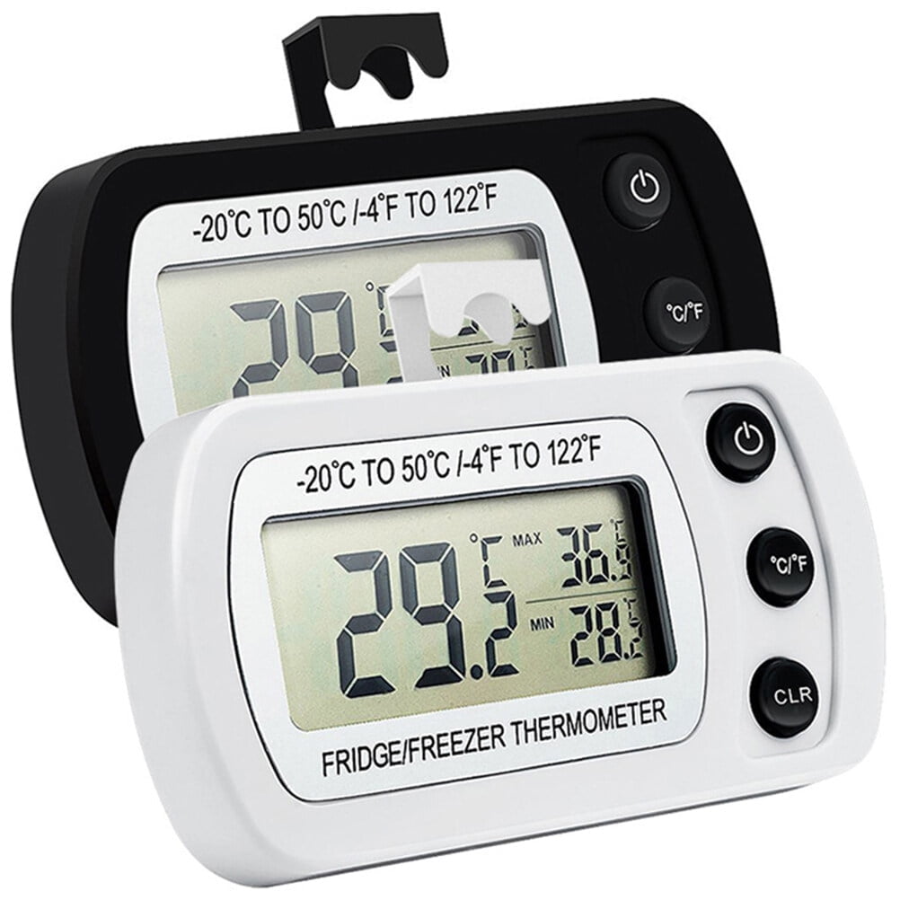 OATIPHO 2Pcs Kitchen Thermometers White ABS LCD Display for Fridge and ...