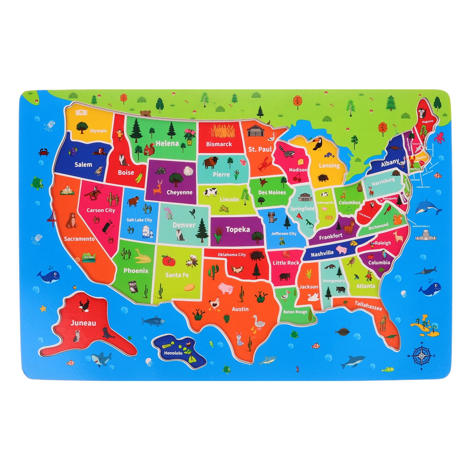 United States Floor Puzzle 1 Set USA States Educational Jigsaw for Boys ...
