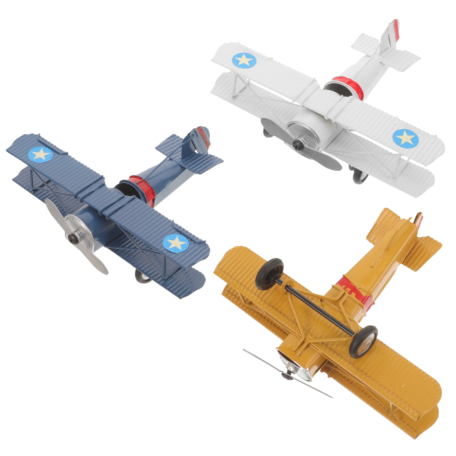 MUSEYA Vintage Airplane Ornament 3pcs Metal Plane Aircraft Model Kids ...