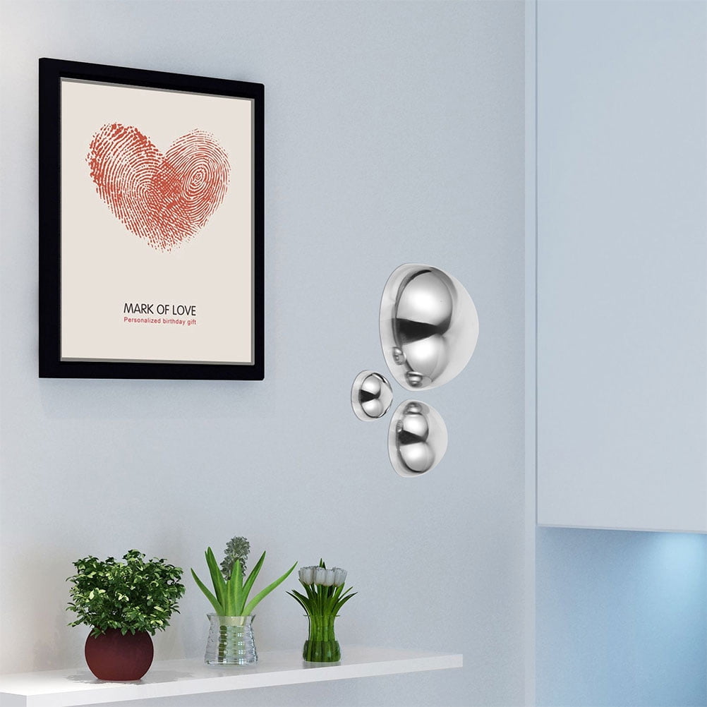MUSEYA Silver Garden Reflective Hemisphere Ball Stainless Steel Decor ...