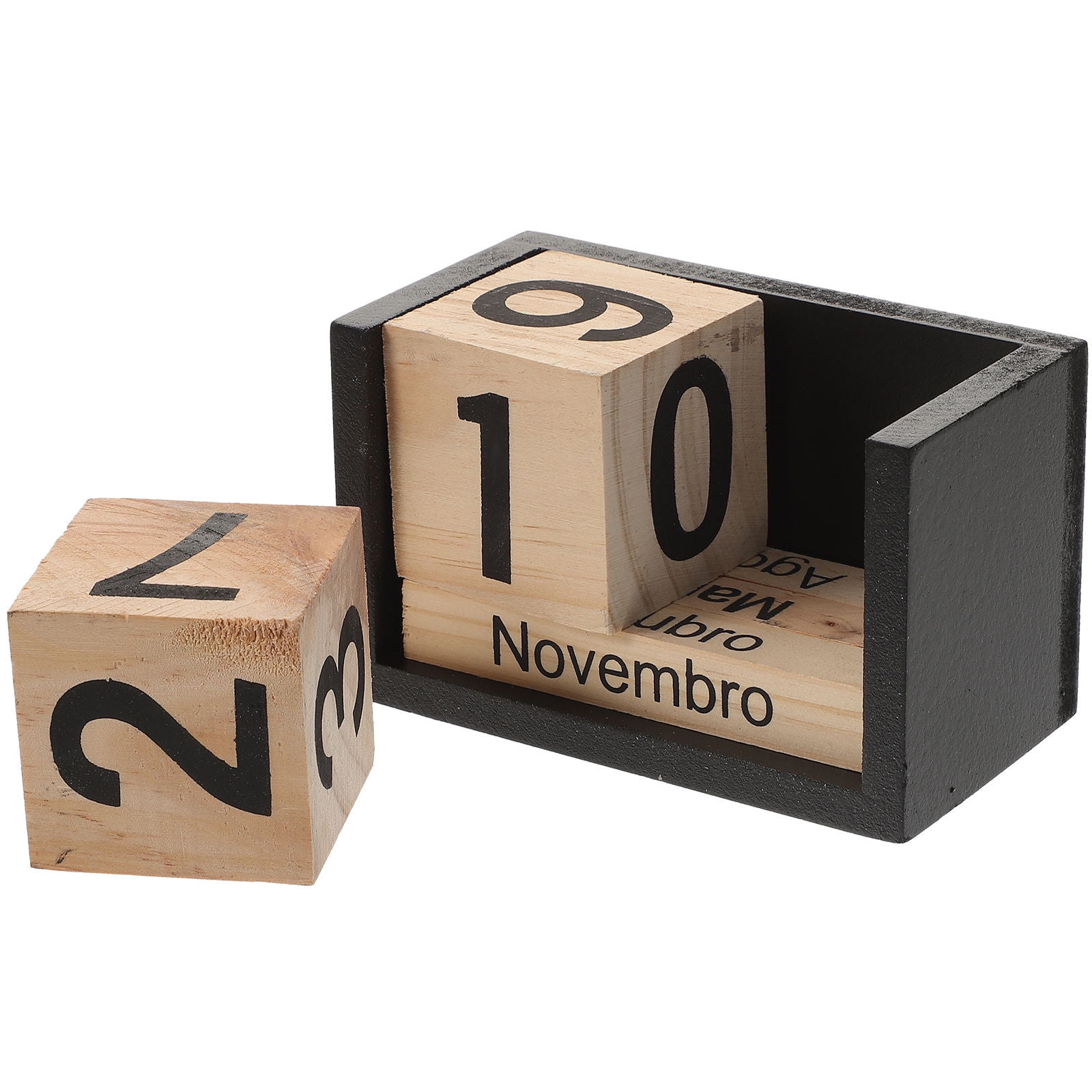 MUSEYA Wooden Calendar Block for Home Assorted Color Wood Perpetual ...