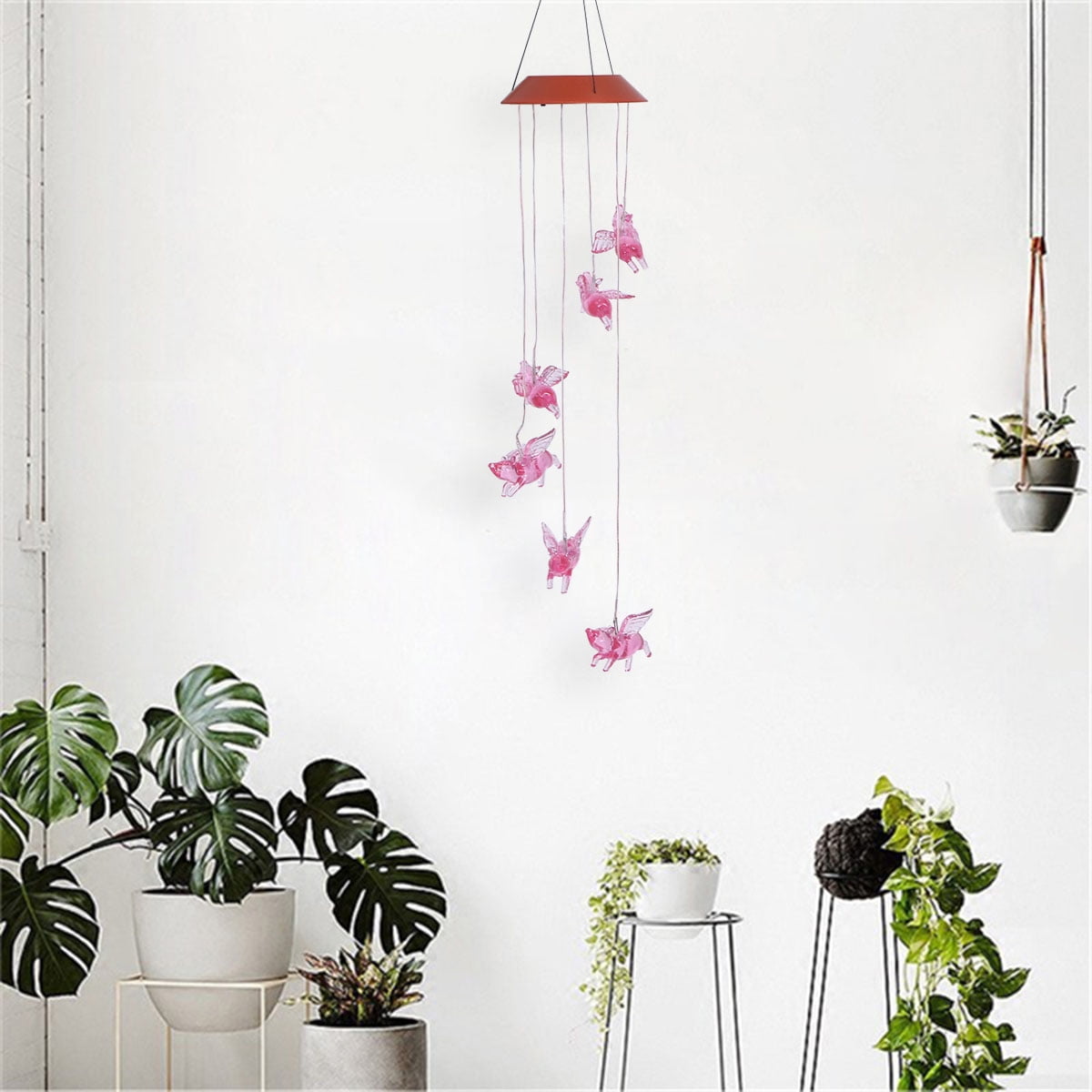 MUSEYA solar light windchime pig Hanging Lamp Multi Solar Powered LED ...