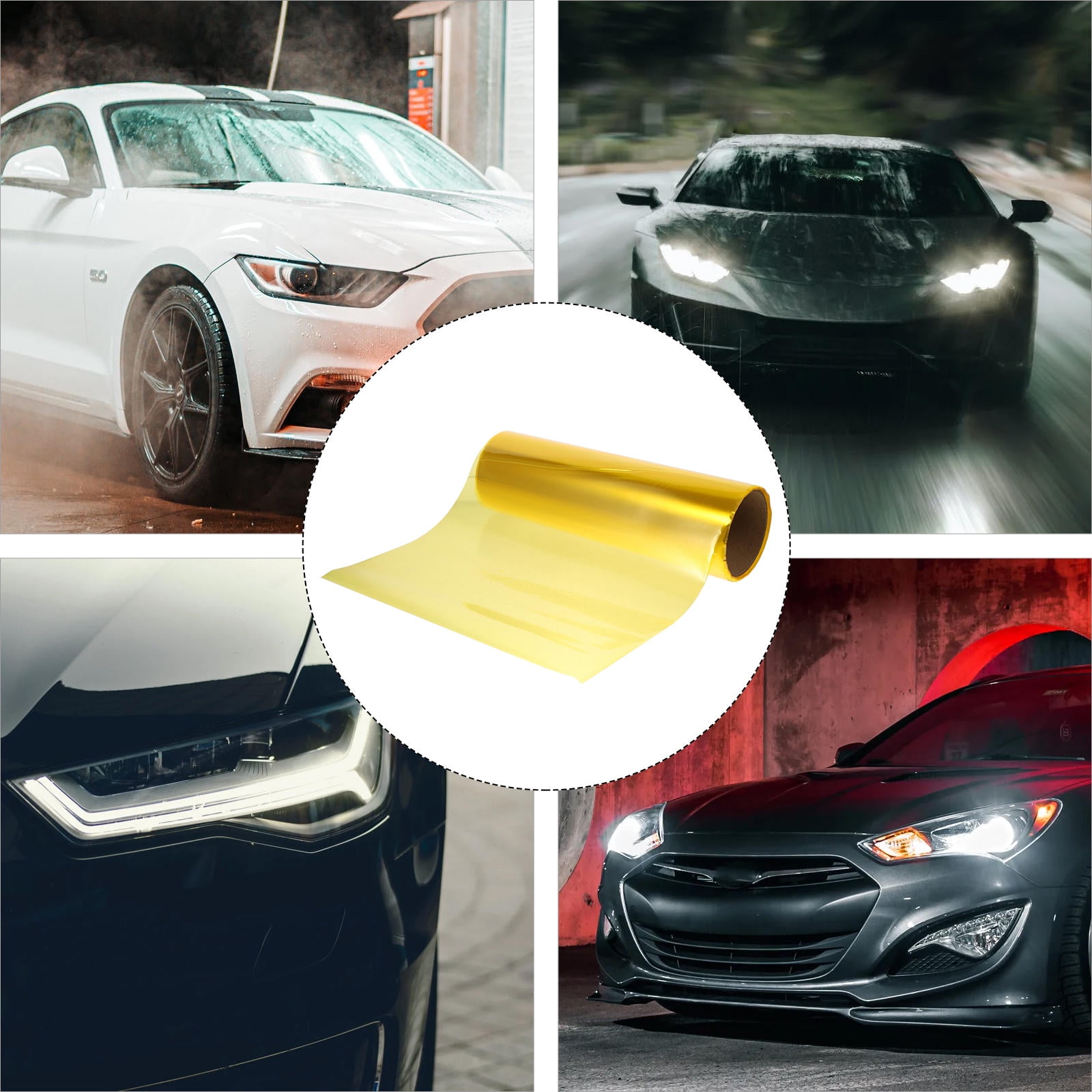 MUSEYA Yellow Car Headlight Decals Film with High Transparency and ...