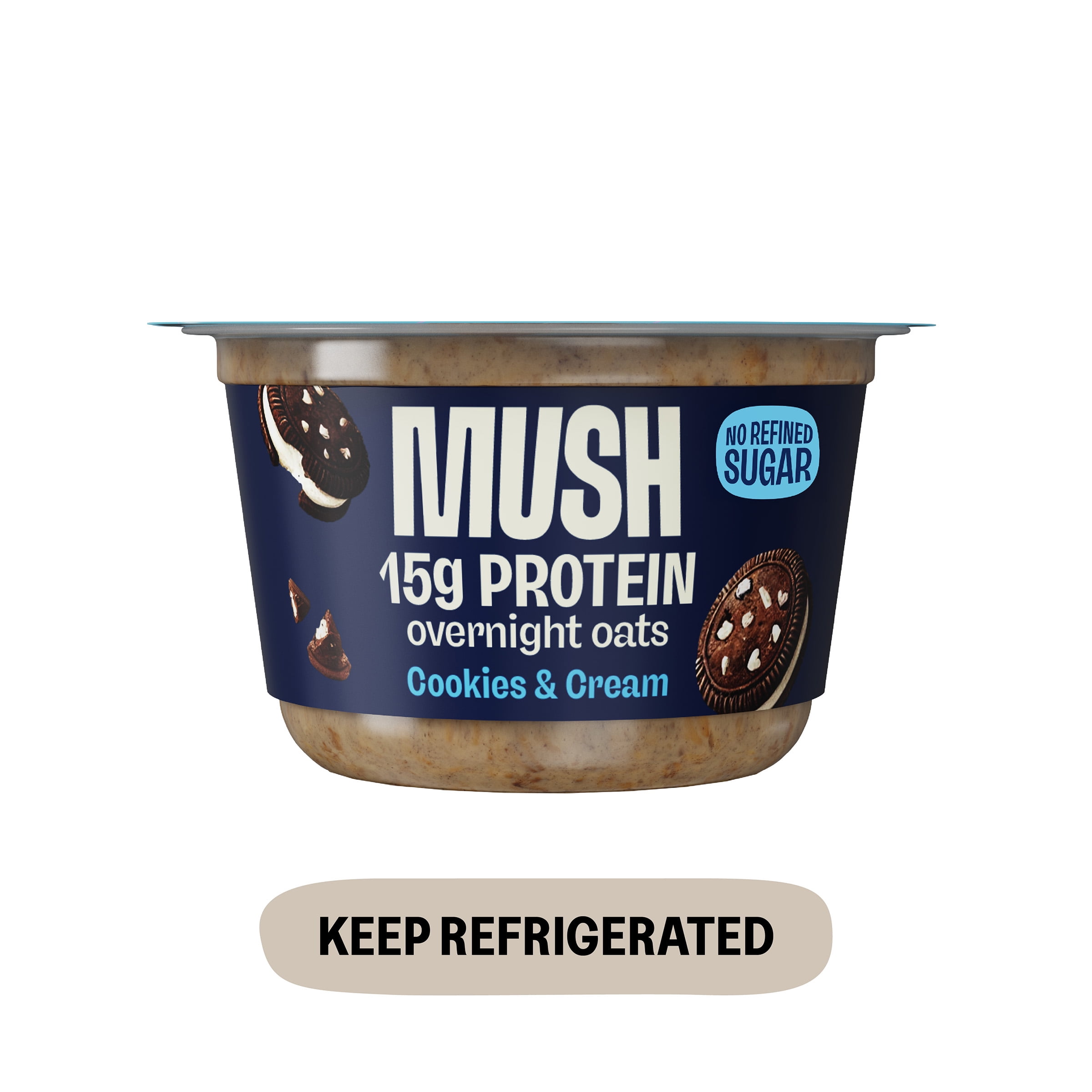 MUSH Overnight Oats Cookies & Cream, 15g Protein, 5.5 oz Cup ...