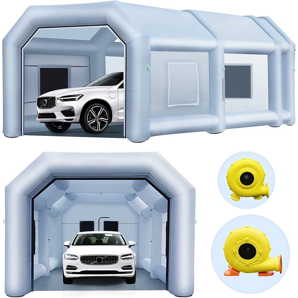 MUSHOW Inflatable Paint Spray Booth for Cars 26x13x10FT with 2 Blowers ...