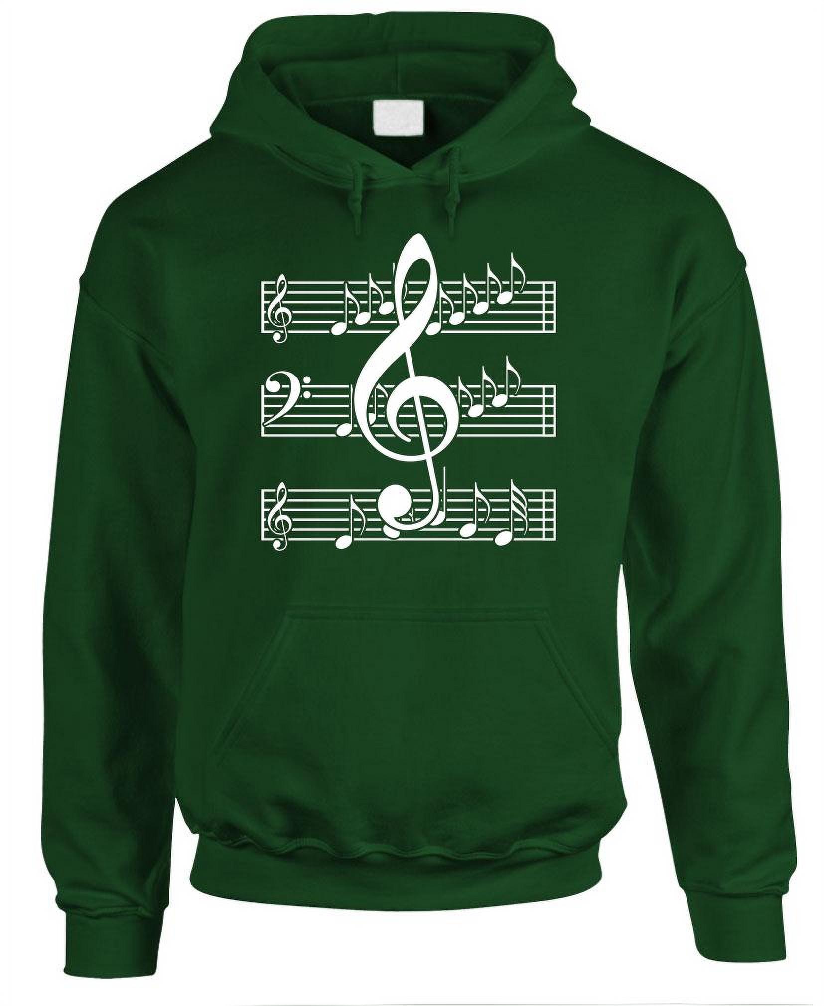 MUSIC NOTES - Fleece Pullover Hoodie, Forest, Small - Walmart.com