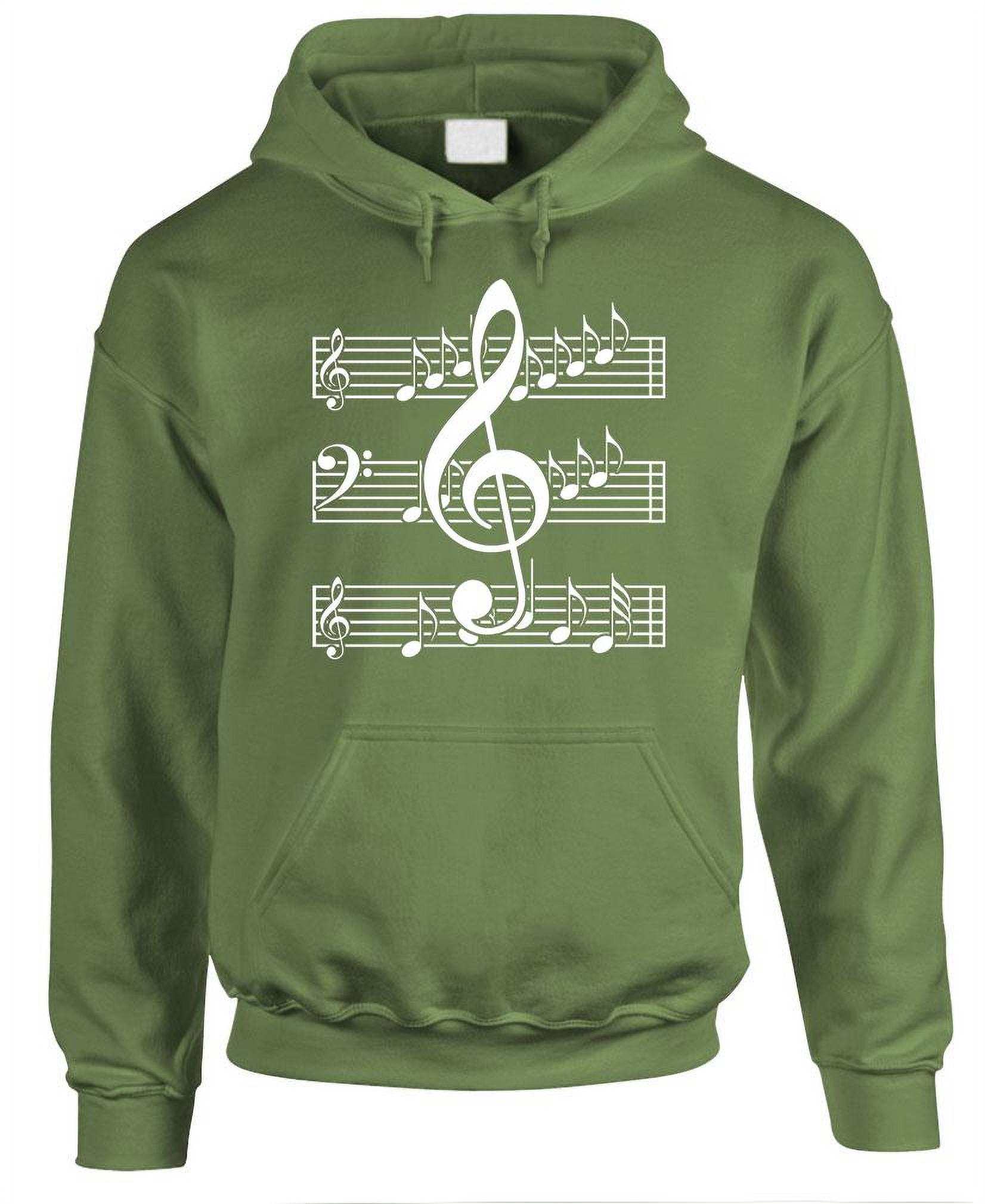 MUSIC NOTES - Fleece Pullover Hoodie, Military, Medium - Walmart.com