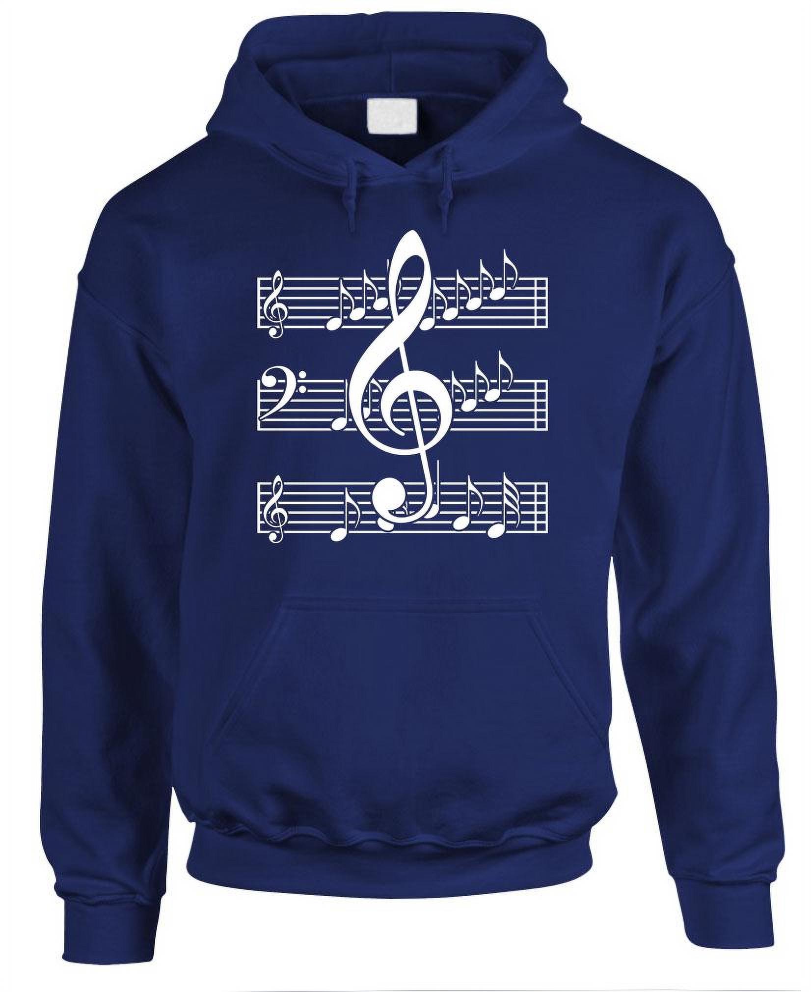 MUSIC NOTES - Fleece Pullover Hoodie, Navy, Medium - Walmart.com