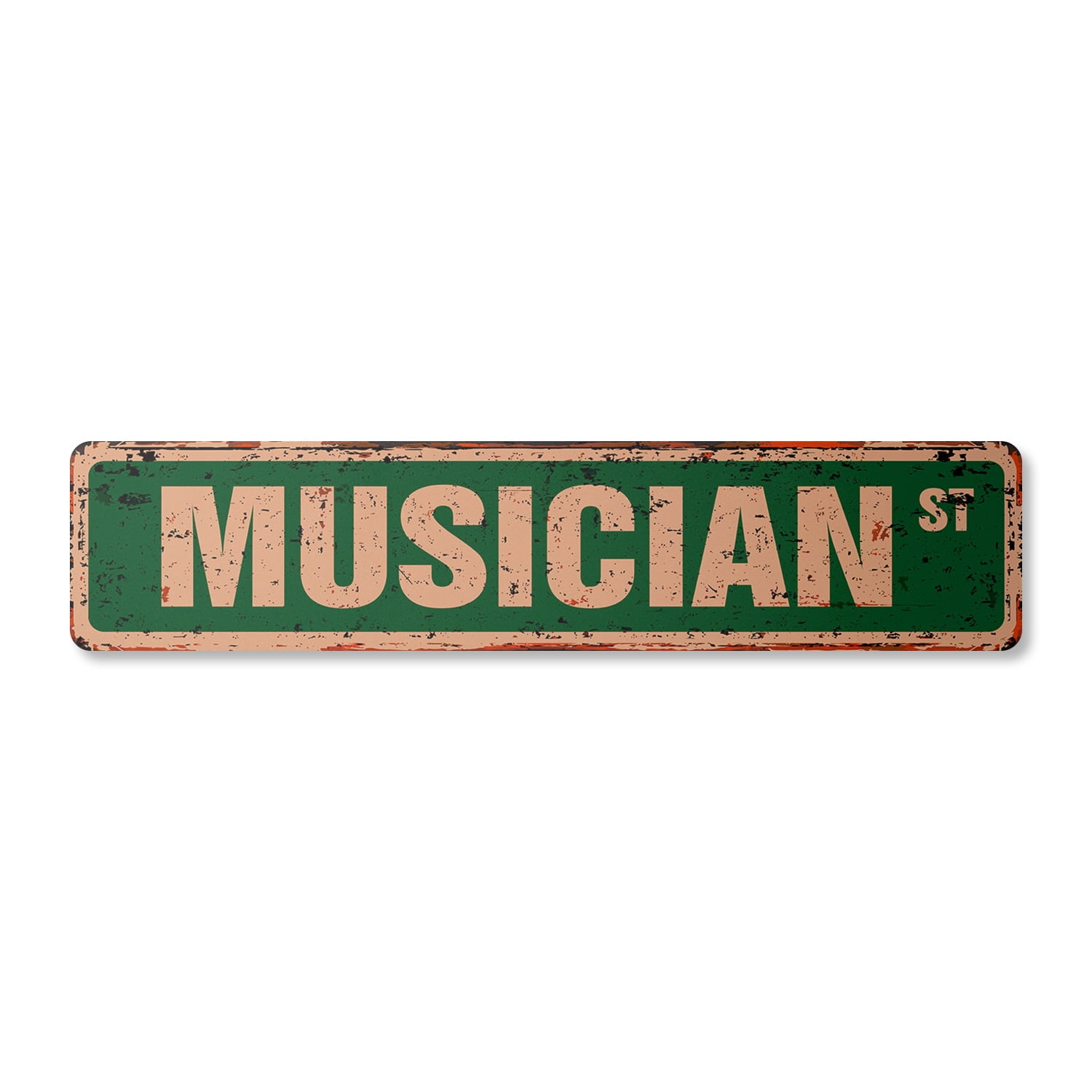 MUSICIAN Vintage Plastic Street Sign instrument music band guitar drums ...