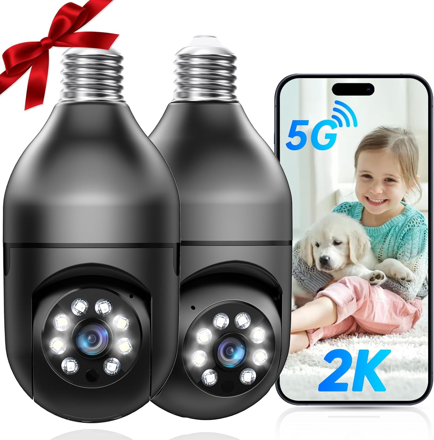 MUSICOZY 2.4GHz & 5GHz Wireless WiFi Light Bulb1080P Security Camera ...