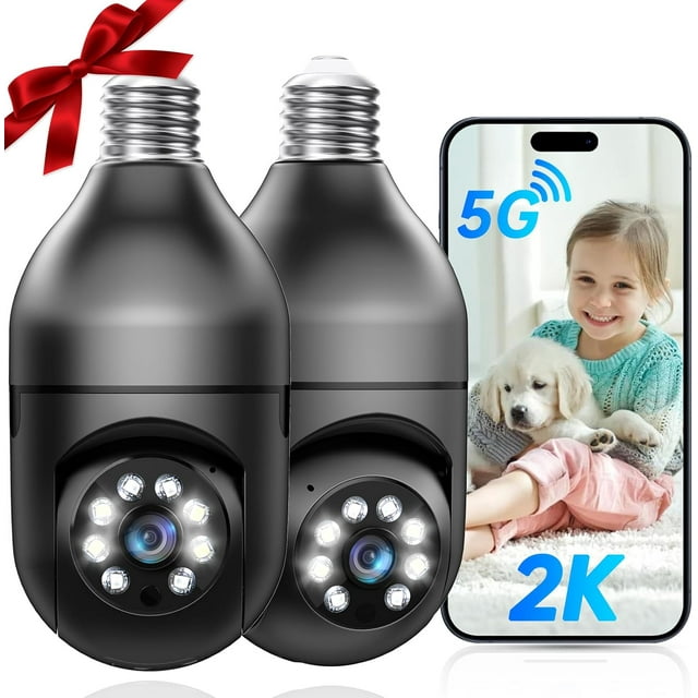 MUSICOZY 2.4GHz & 5GHz Wireless WiFi Light Bulb1080P Security Camera ...