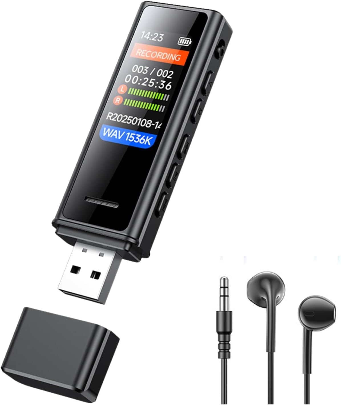 MUSICOZY Digital Voice Recorder 64GB USB Voice Activated Audio Recorder ...