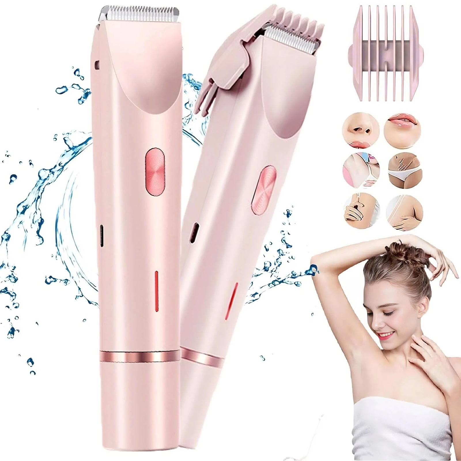 MUSICOZY Electric Shaver for Women,2 in 1 Bikini Trimmer for Women,Ipx7 Waterproof USB ...