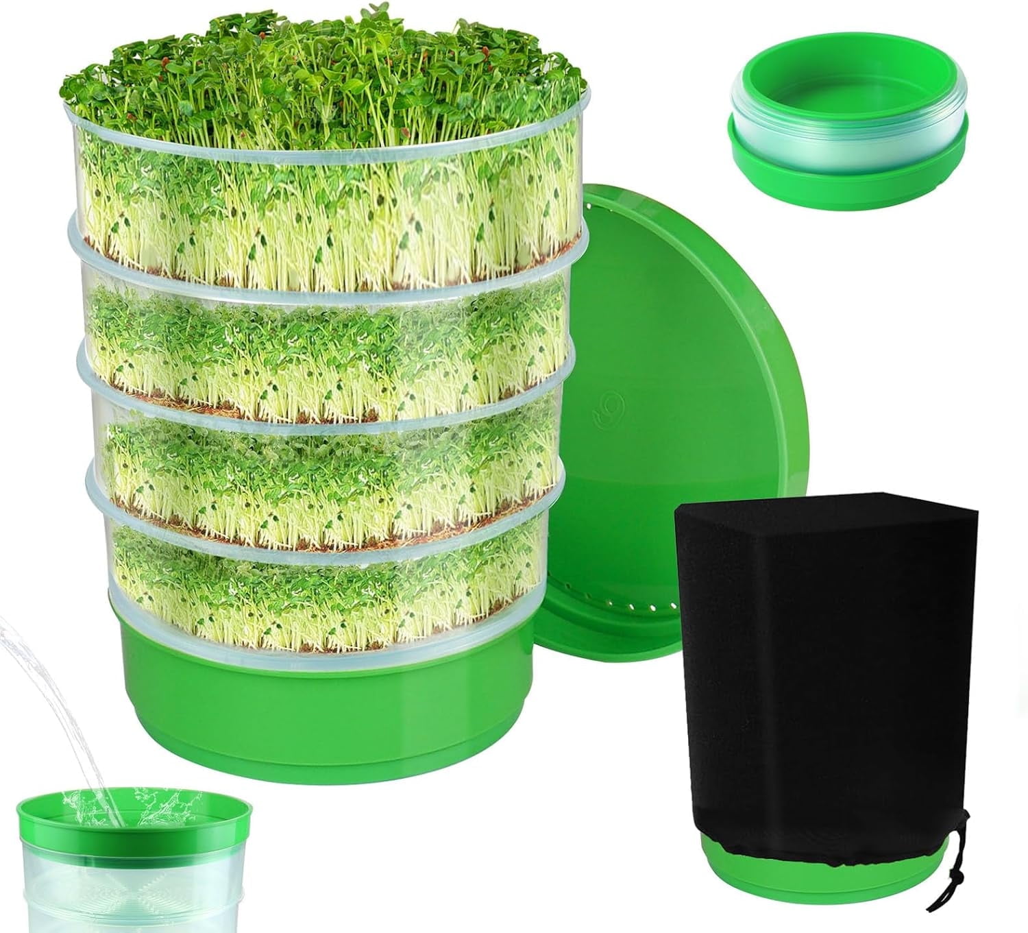 MUSICOZY Stackable Seed Sprouting Kit, 4-Tier Microgreens Growing Kit ...