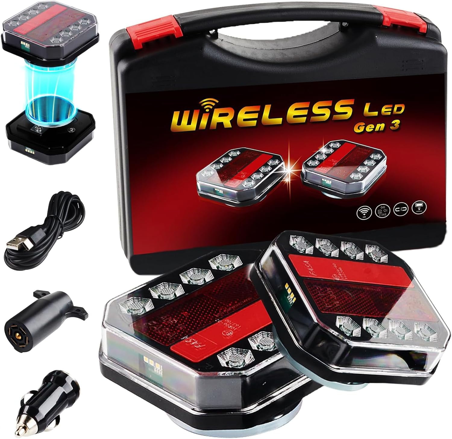 MUSICOZY Upgraded Wireless Trailer Lights Magnetic Bluetooth Remote ...
