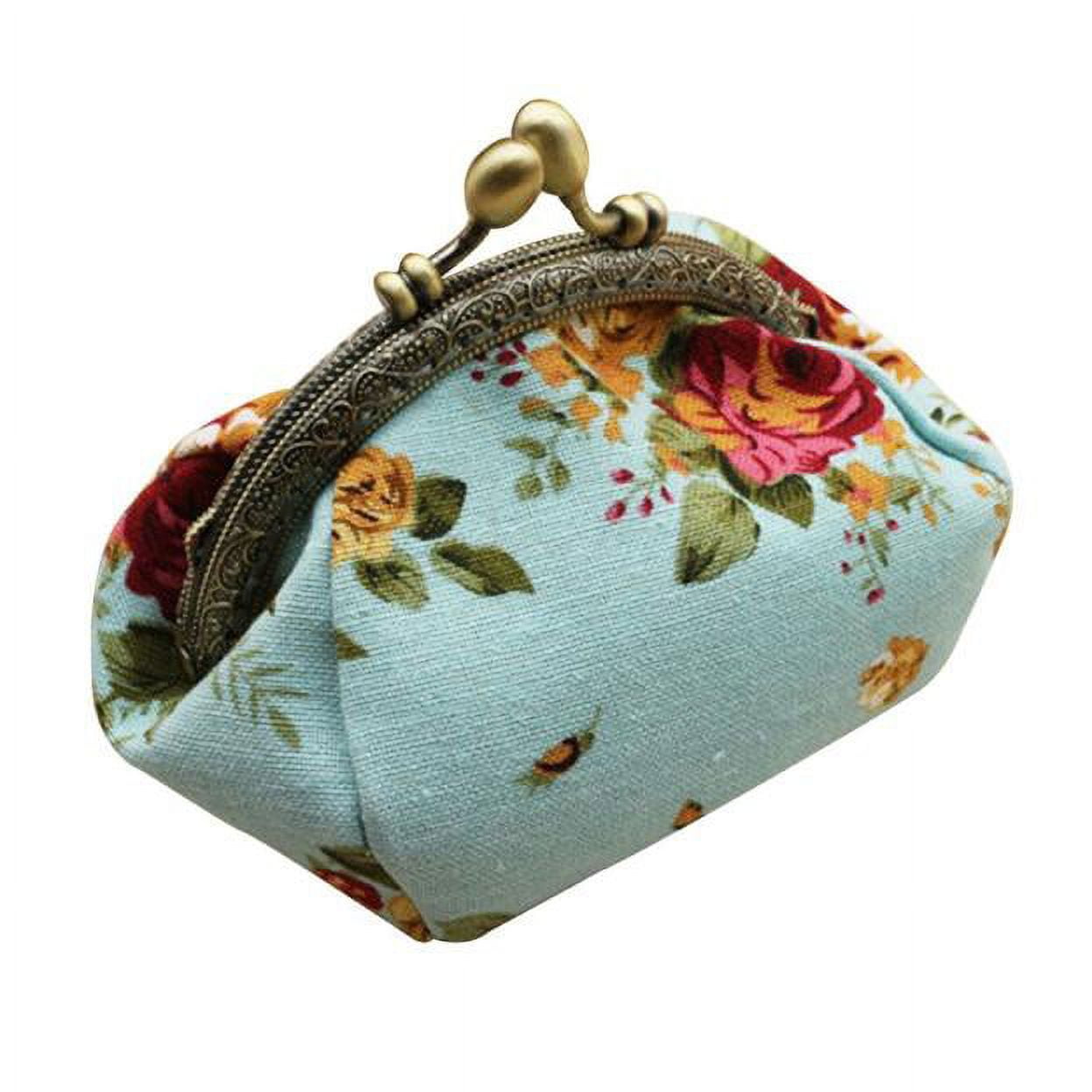 MUSOIE Cute Floral Coin Purses Vintage Pouch Kiss-lock Change Purse ...