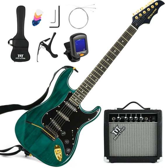 AetherLove 39 Inch Electric Guitar, Full Size Solid Body H-H Pickups 6 ...