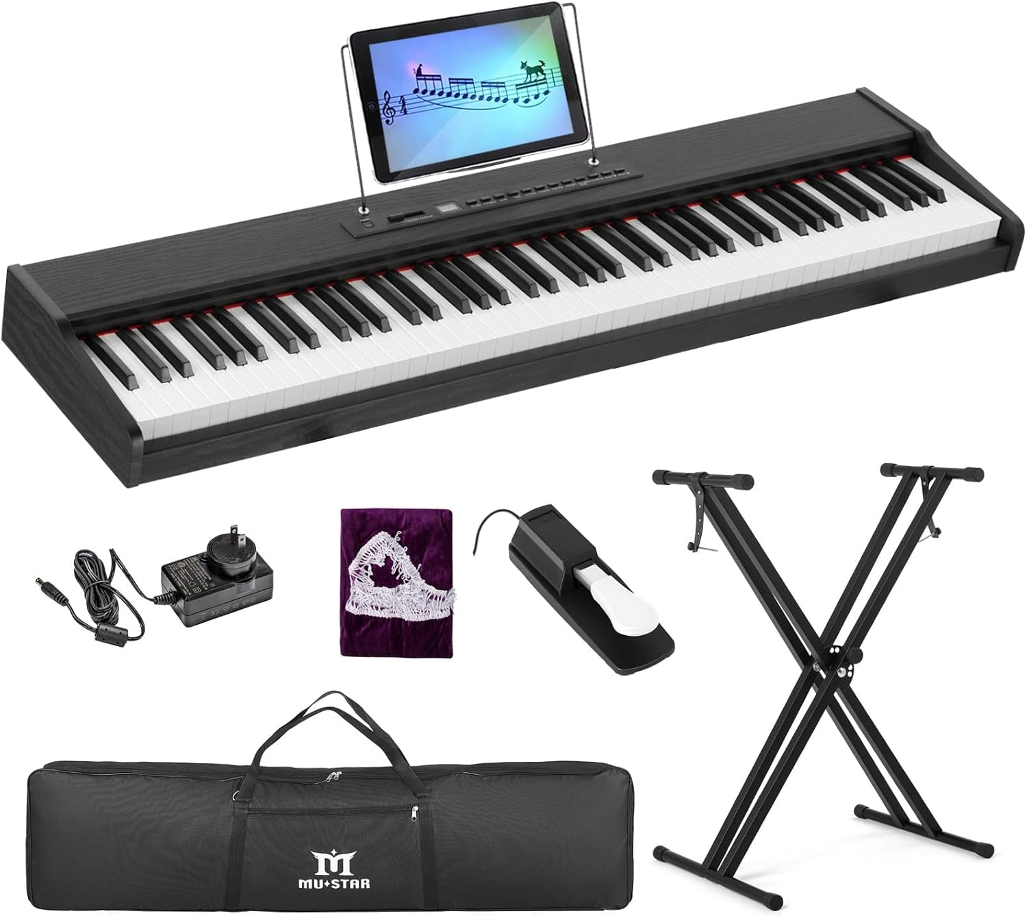 MUSTAR Digital Piano 88 Key Semi Weighted for Beginners, 88 Key Weighted Keyboard Piano with ...