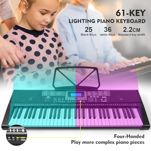 MUSTAR Piano Keyboard, 61 Key Keyboard Piano with Lighted Up Keys ...