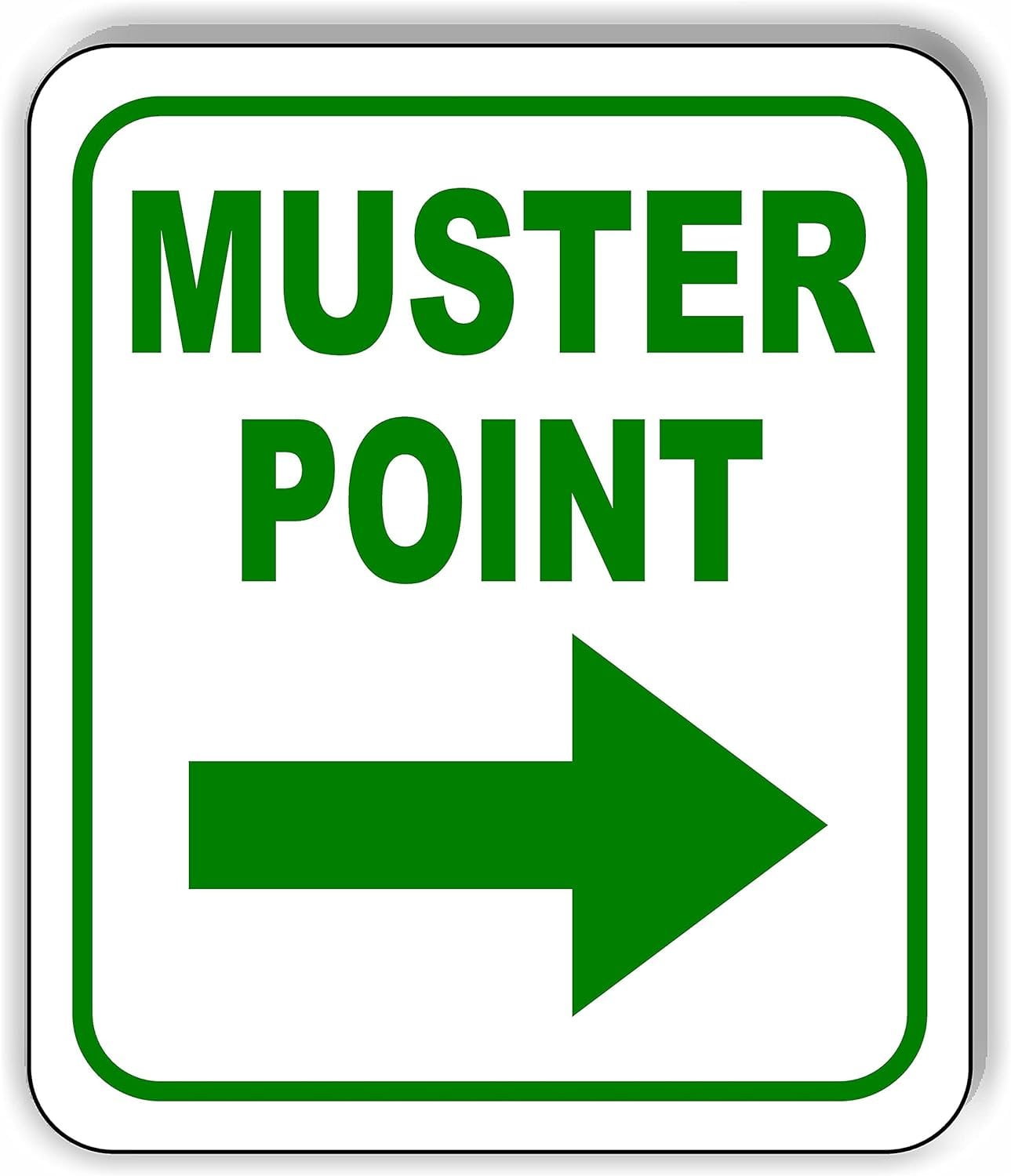 MUSTER POINT GREEN RIGHT ARROW Aluminum Composite Outdoor Sign 8.5" x10 ...