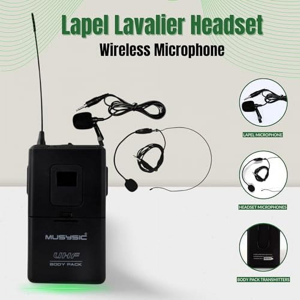 MUSYSIC 2-Channel Professional Wireless UHF Microphone System, 300ft ...