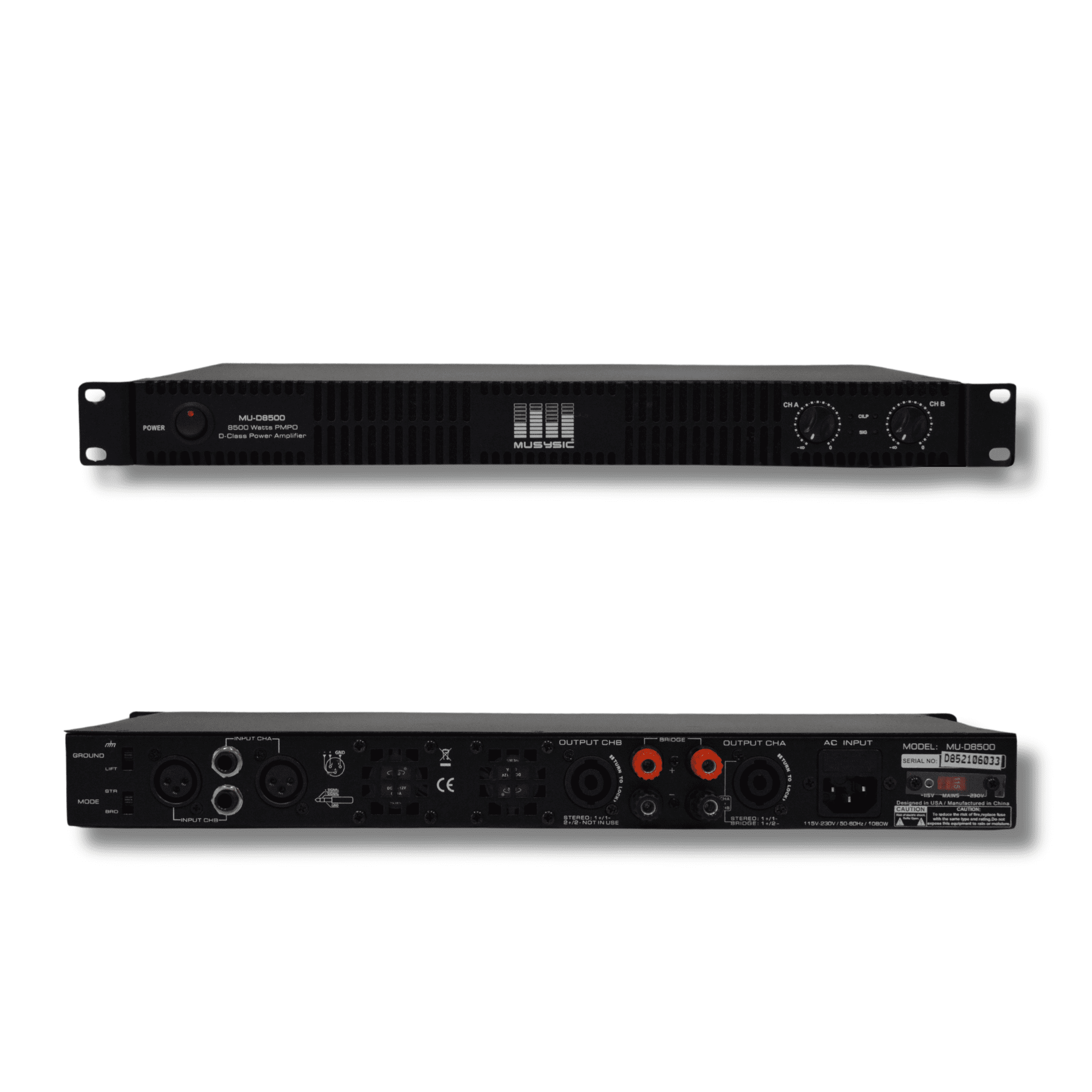 MUSYSIC MU-D8500 Professional Amplifier – D Class Dual Channel Power ...